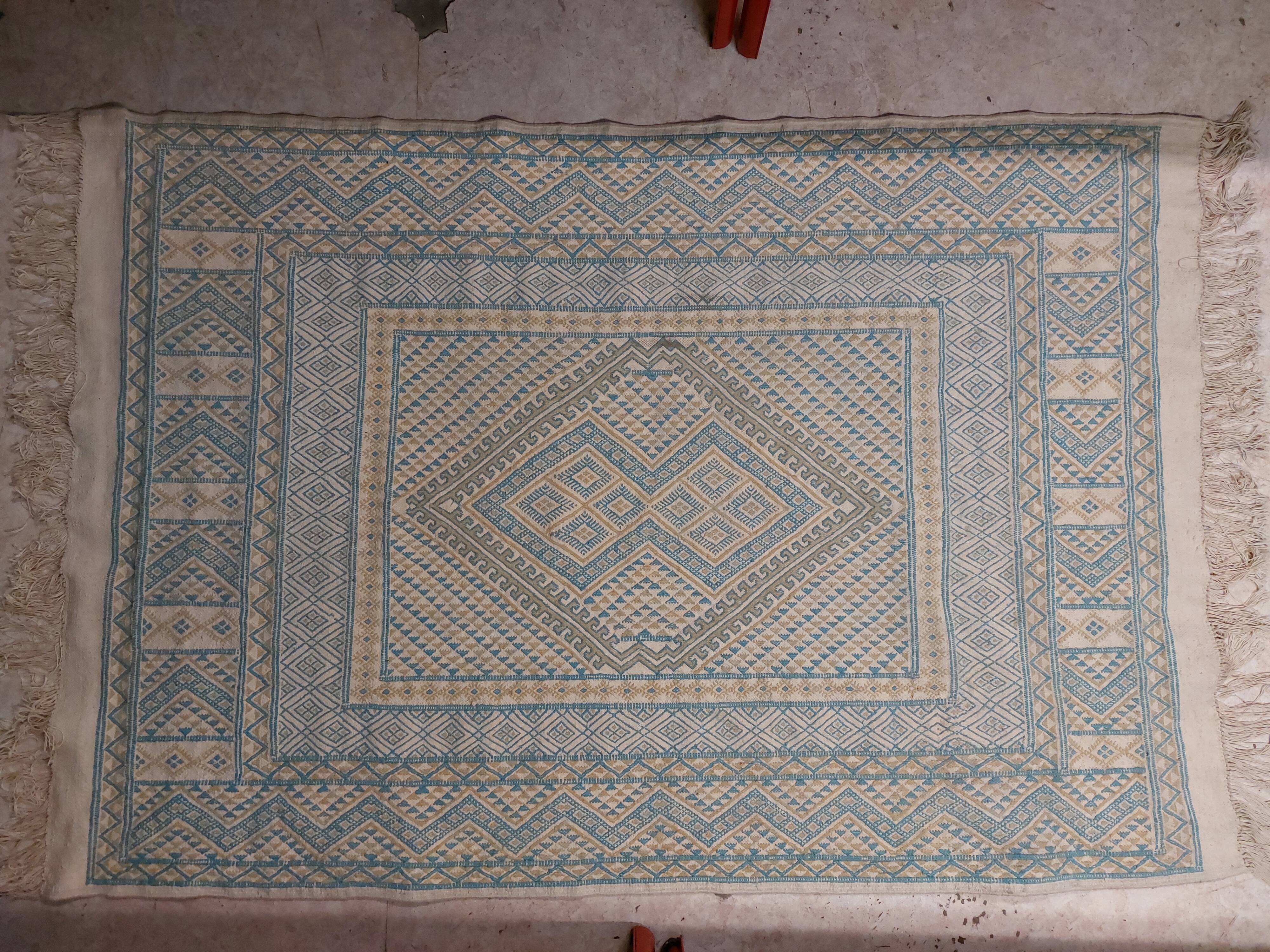 Tapis Berbère Tunisien - Tapis Margoum - En laine tissé main - 210x160 ...