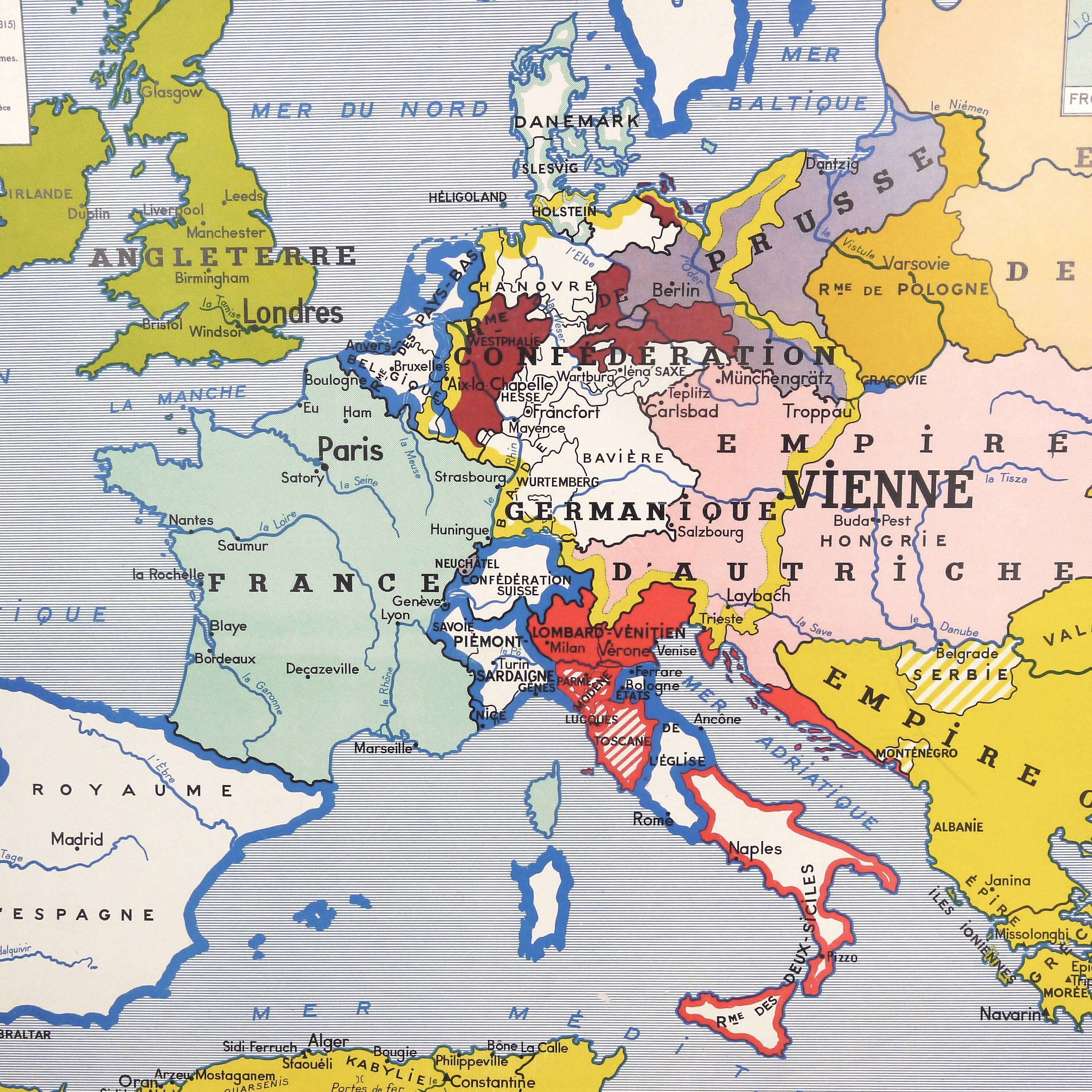 Carte géographique L’Europe de 1815 à 1856 & L’Europe centrale de 1848 ...