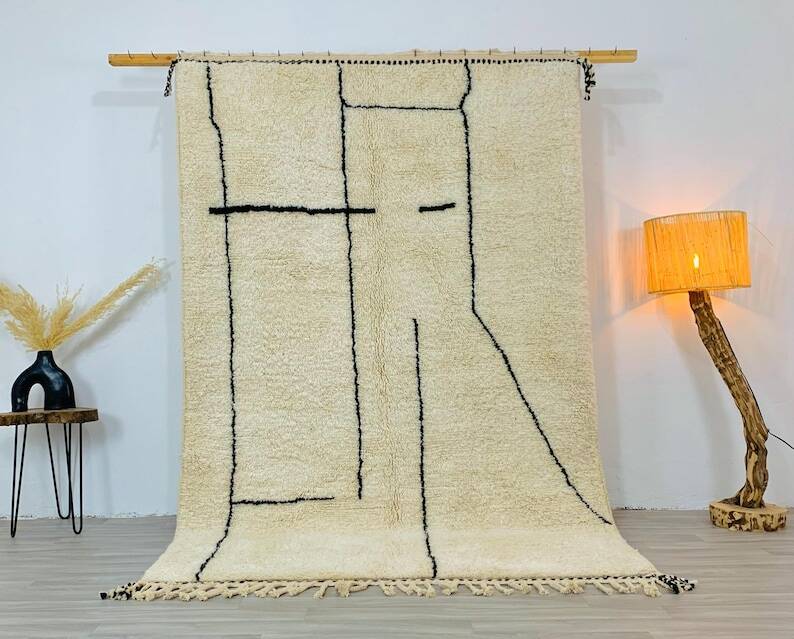 Tapis marocain noir et blanc, 150/250cm | Selency