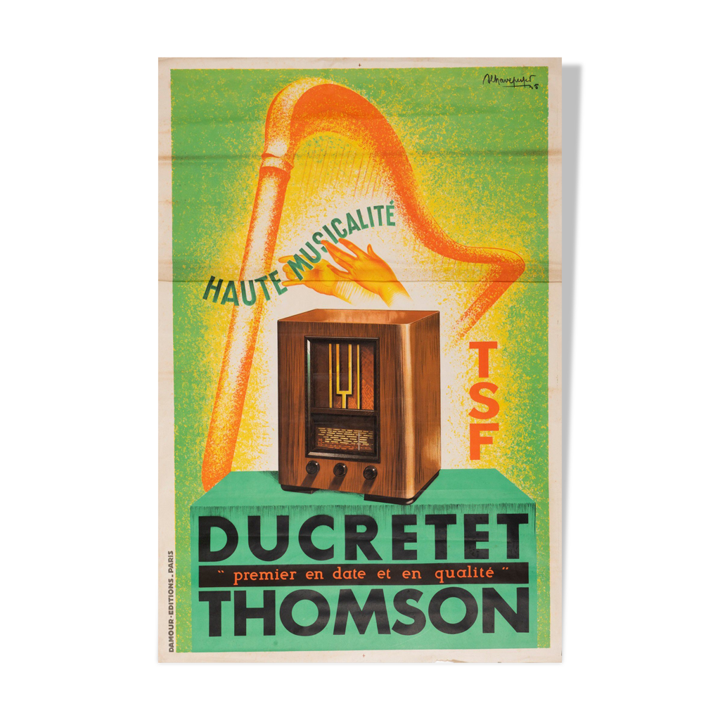 Ancienne affiche publicitaire - TSF Ducretet Thomson | Selency