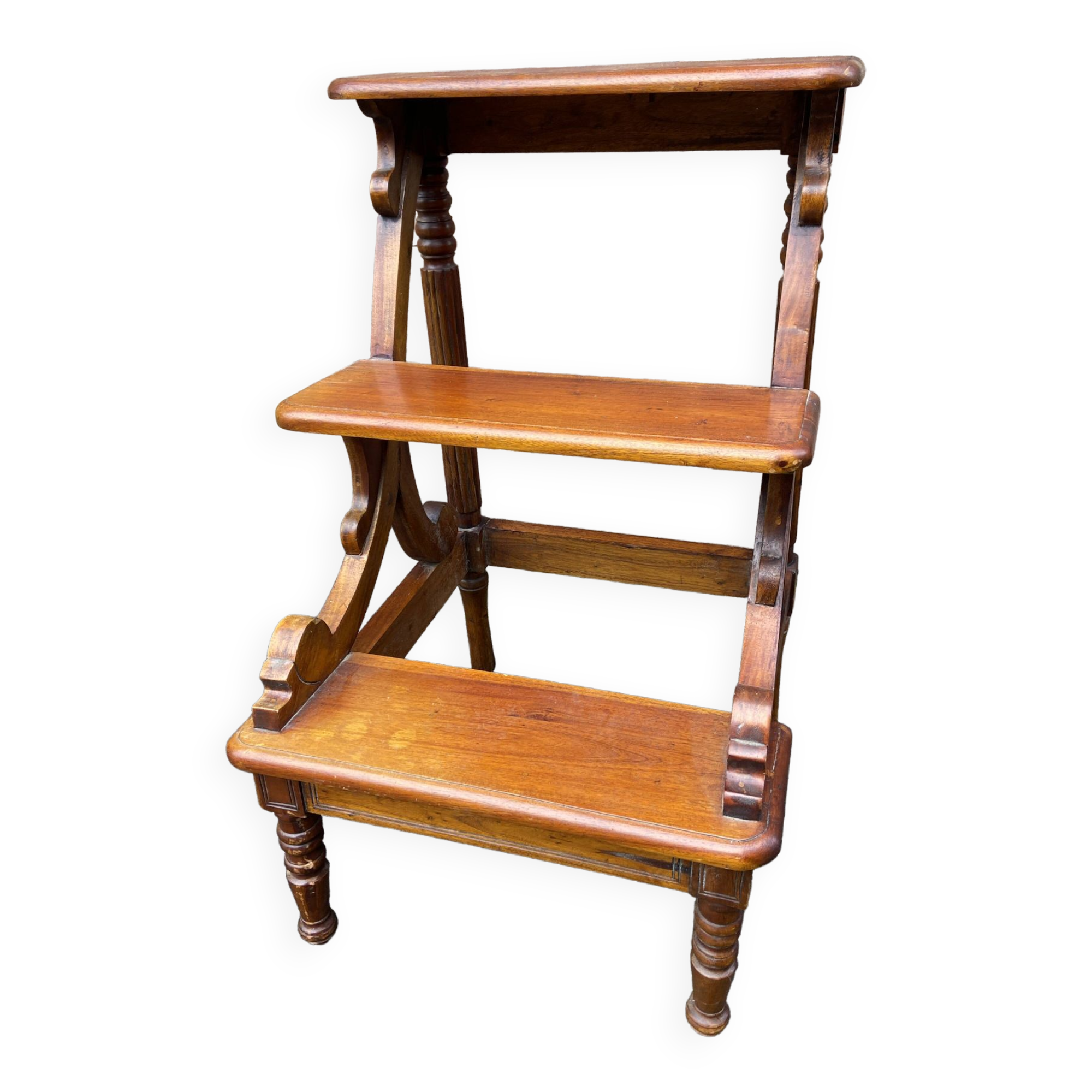 escabeau de bibliothèque échelle tabouret vintage acajou | Selency