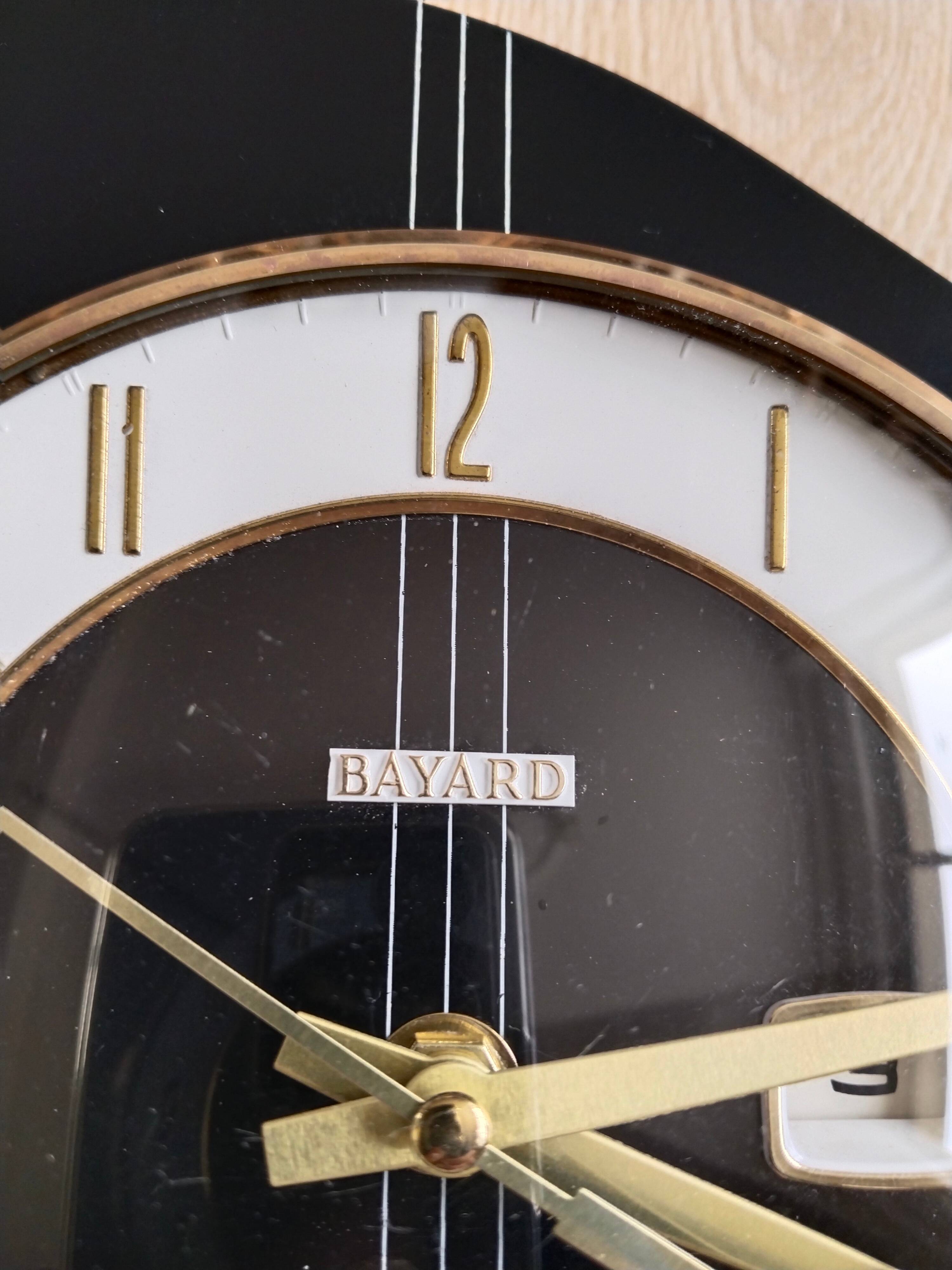 Pendule en formica noire et dorée , Bayard,vintage , années 50, fonctionnelle | Selency