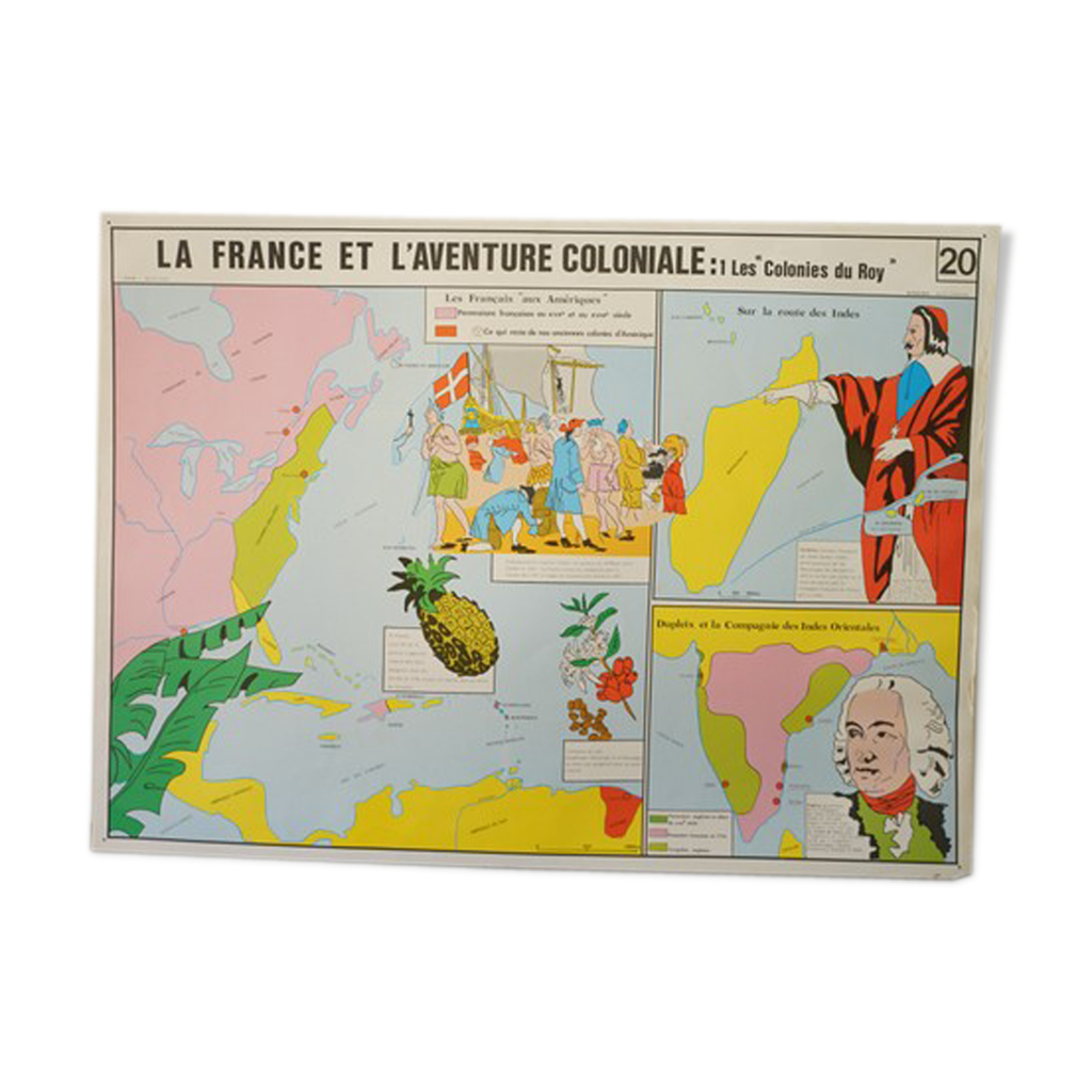 Affiche scolaire colonies françaises XVII et XVIIIeme siecle recto ...