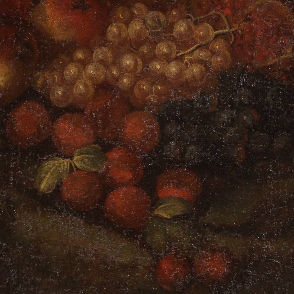 Tableau antique ovale nature morte du 18ème siècle | Selency
