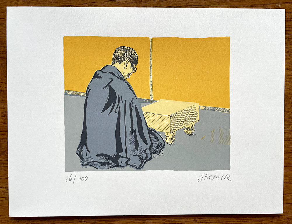 6 sérigraphies "Mejin", représentant le jeu de Go, réalisées par Harald ...