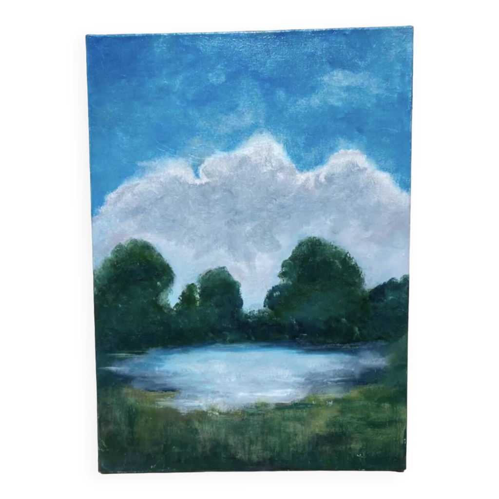 Tableau ancien paysage / huile sur toile | Selency