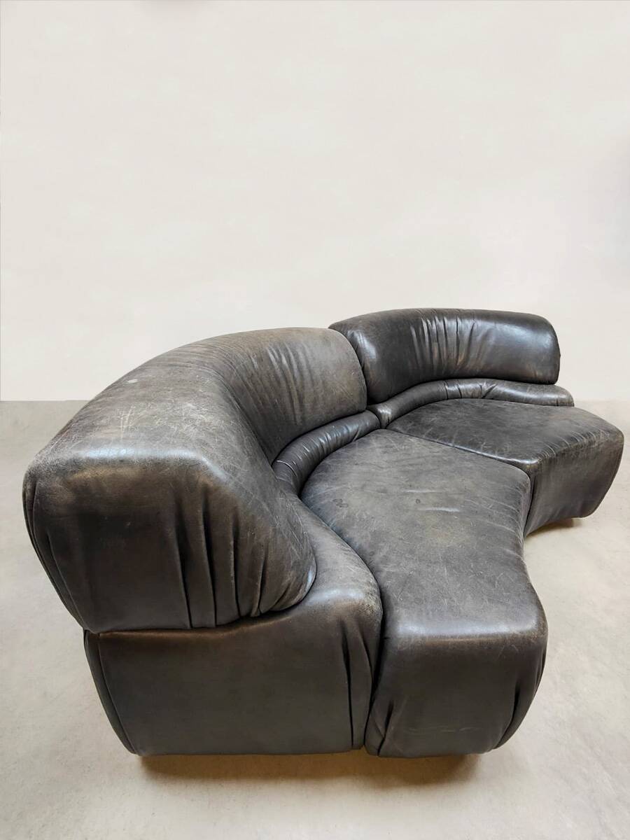 Canapé modulable vintage en cuir Cosmos DS-28 De Sede 1970 | Selency