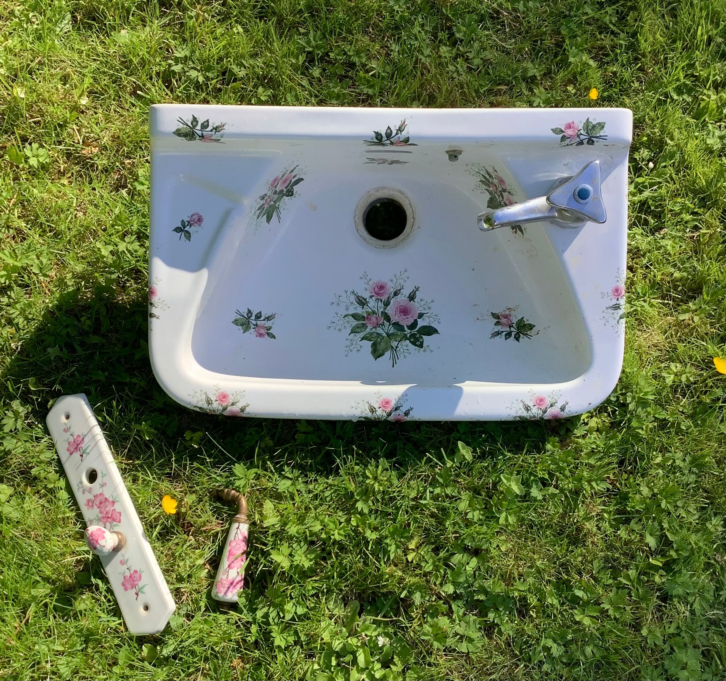 Lavabo lave-mains vintage porcelaine fleuri | Selency