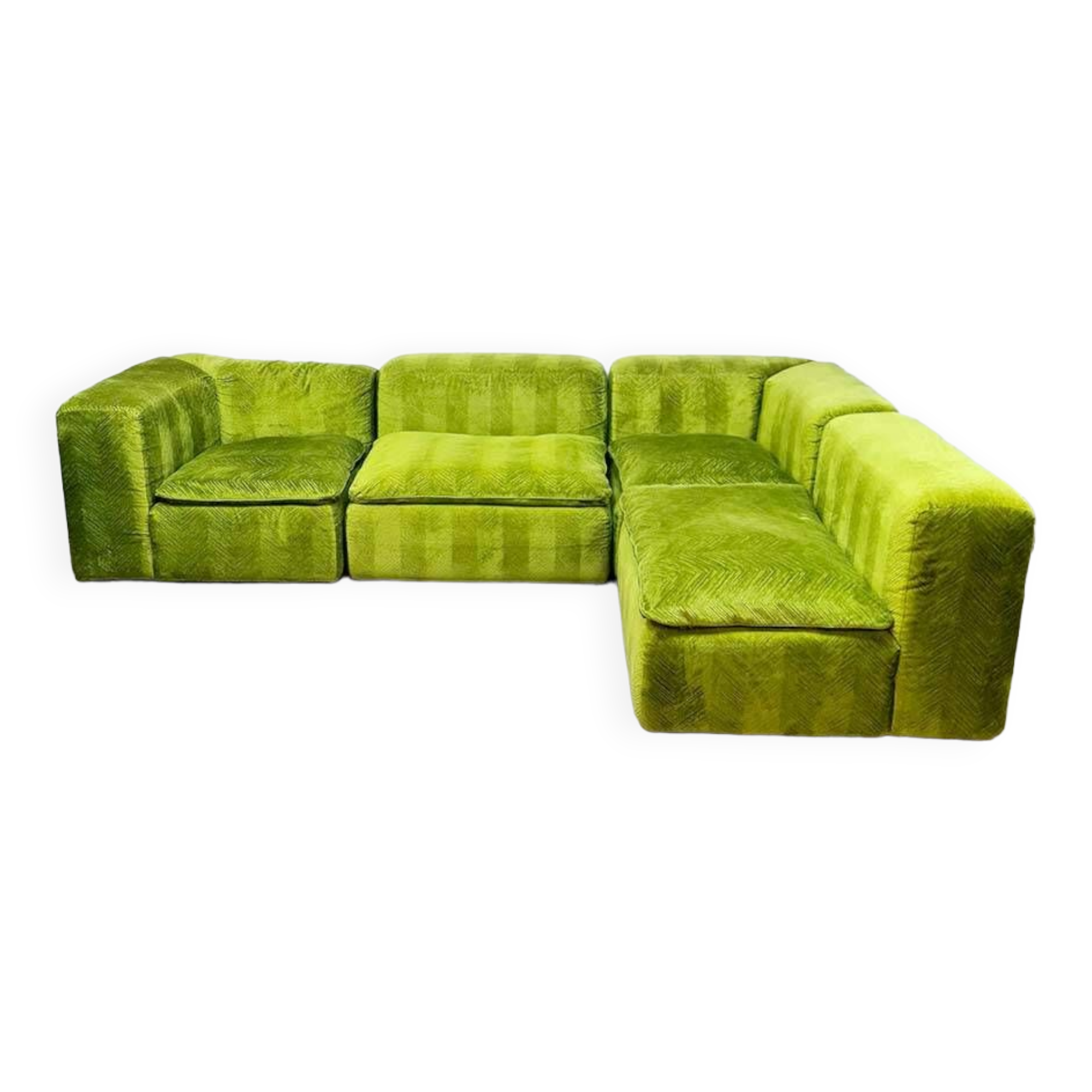 Canapé vintage modulable en velours 'Green spirit' | Selency