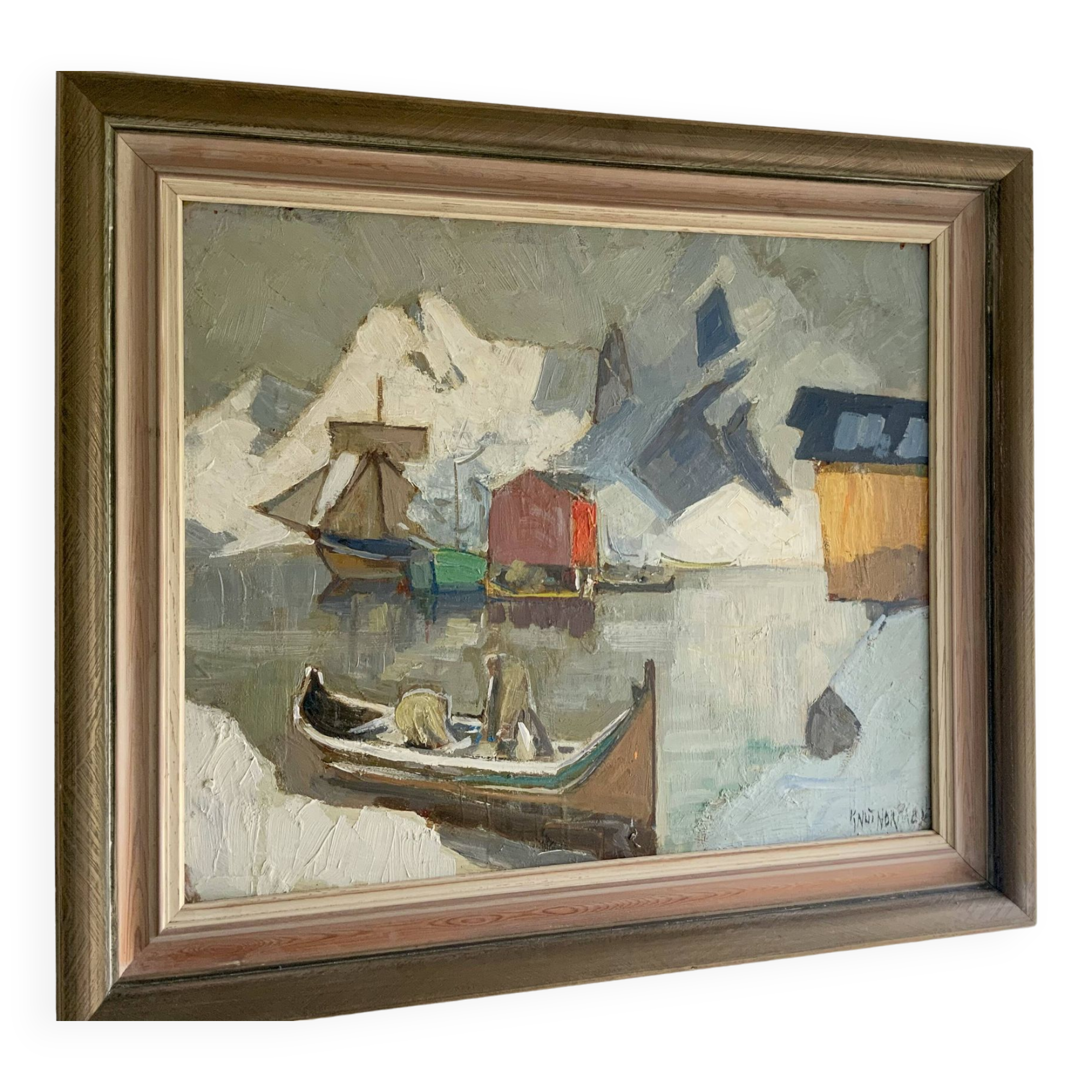 Impressionnisme Huile originale sur toile Scène nordique signée Knut ...