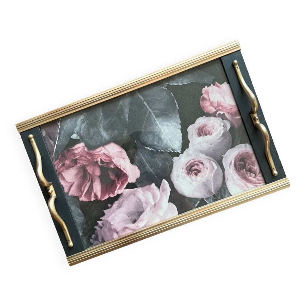 Ancien plateau restauré “Les roses” | Selency