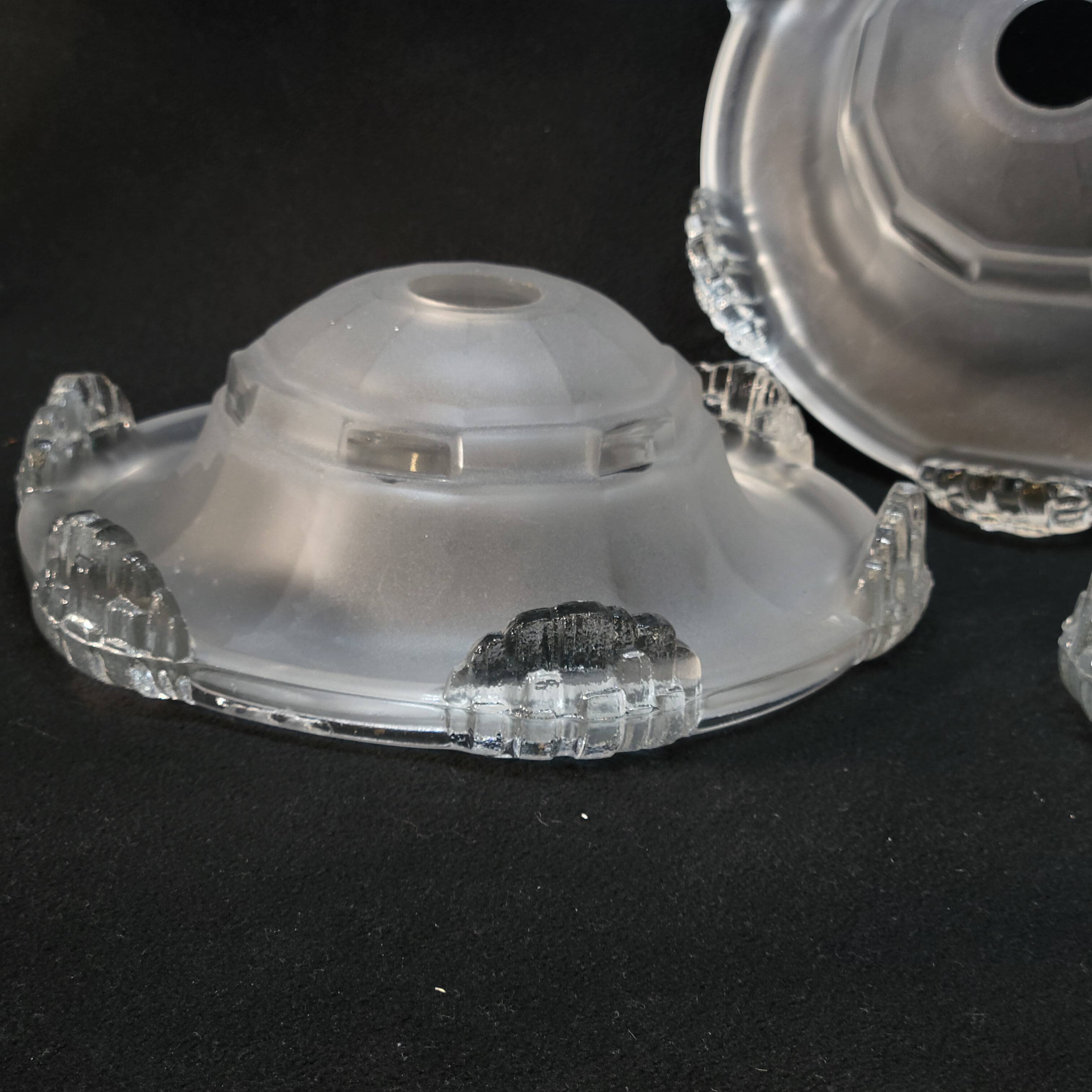 3 tulipes abat-jour en verre moulé art déco ezan? pour lustre lampe ...