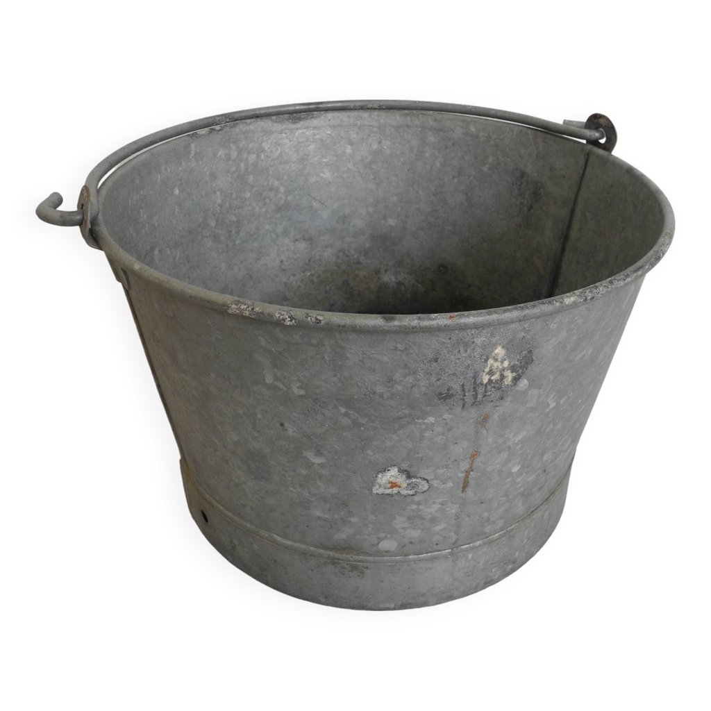 Ancienne bassine zinc lessiveuse seau déco indus old french bucket zinc ...