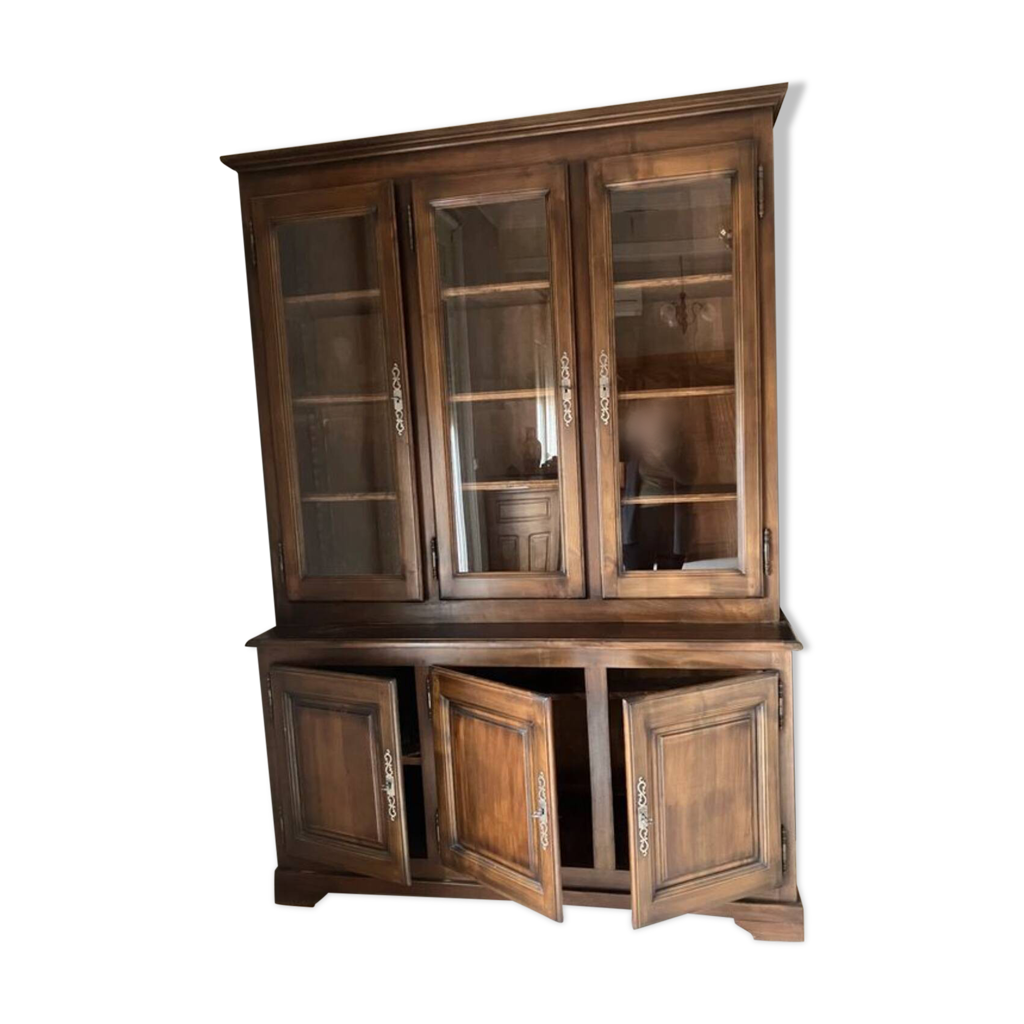 Buffet bibliothèque vitrine chêne massif | Selency