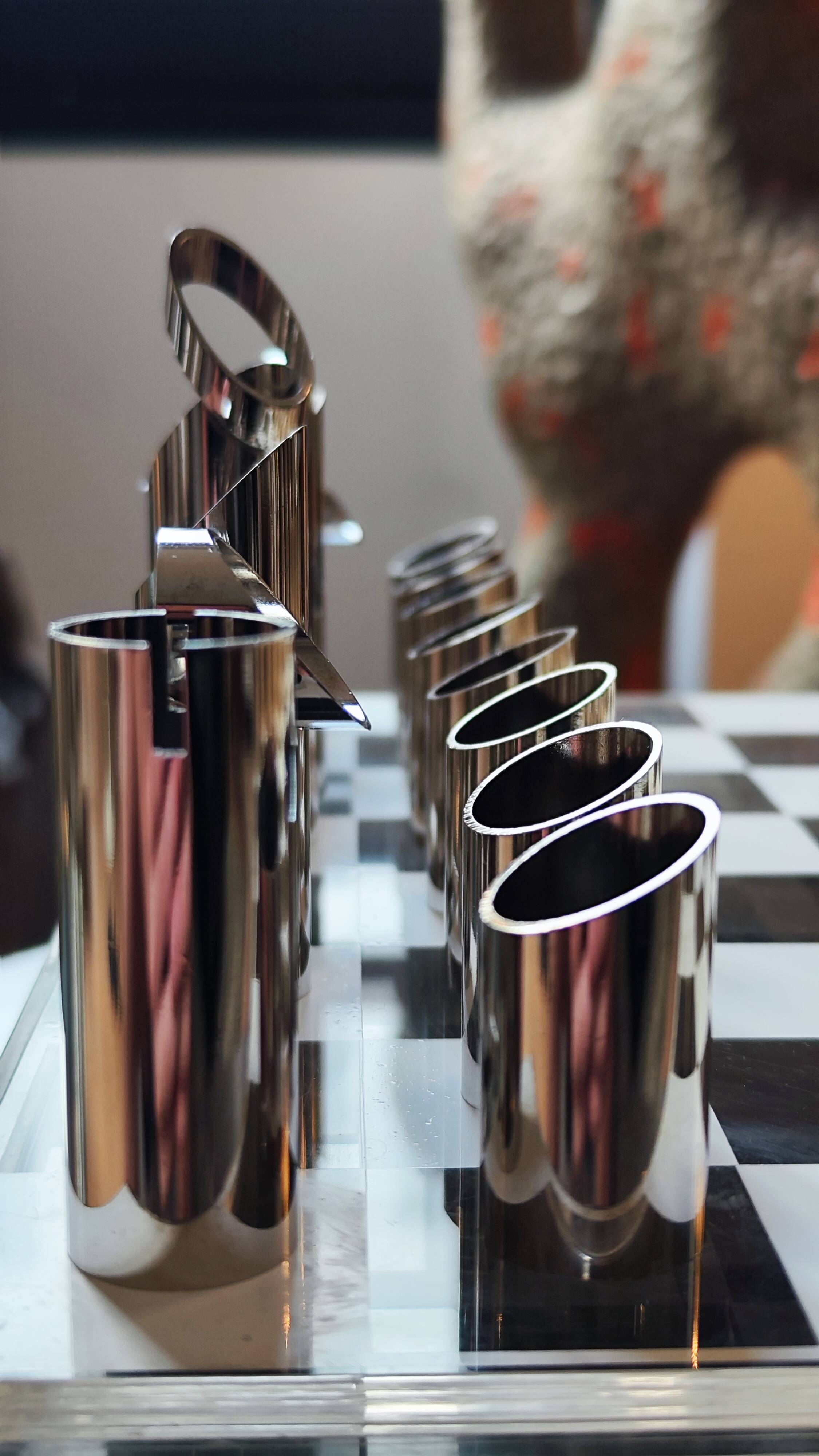 Mario Vento - 1970/1980 Jeu d'échecs plexiglas bronze et acier poli ...