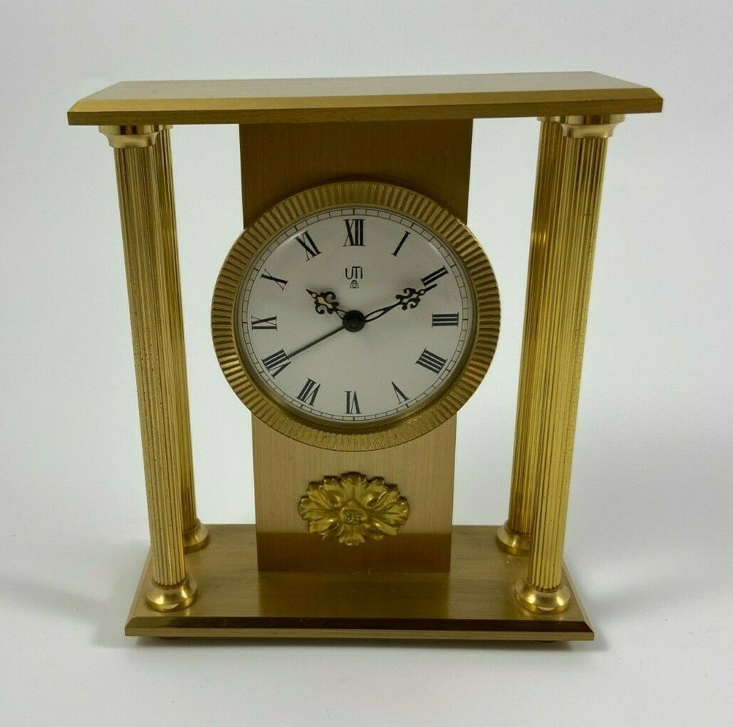 Pendulette Uti Swiza 8 mécanique en laiton et bronze dorÉ | Selency