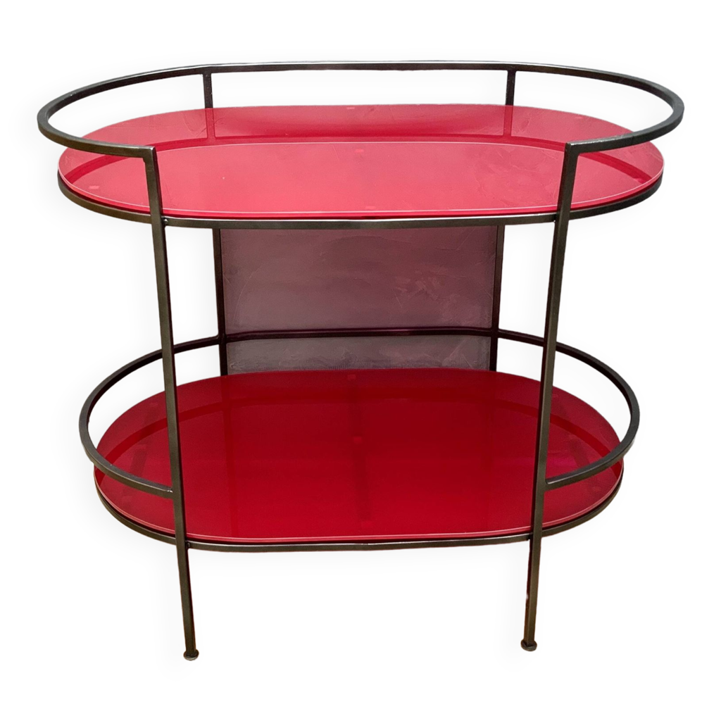 Table à boisson ovale en verre rouge design recyclé | Selency