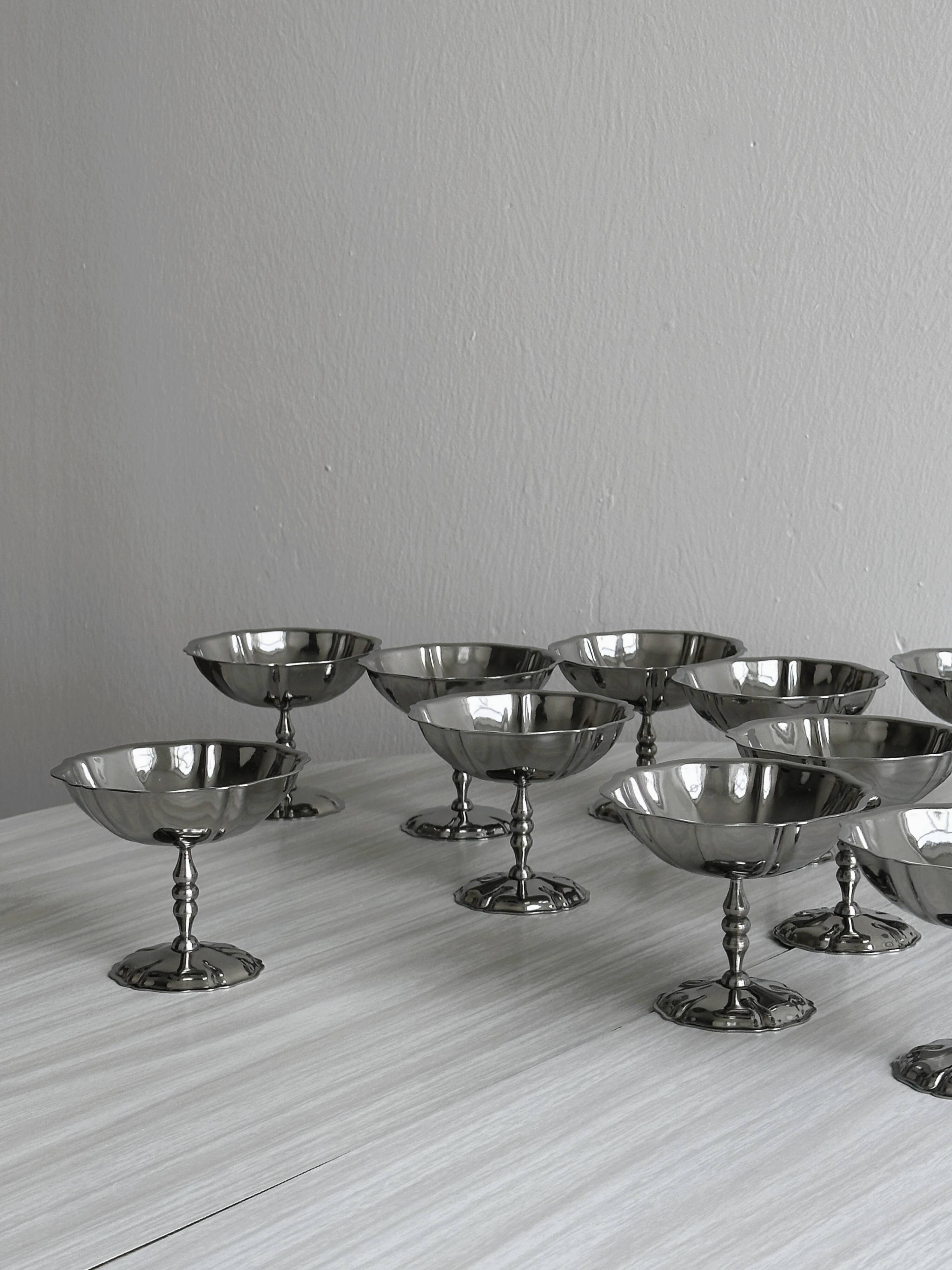 12 stainless steel footed bowls, Letang Remy style | Selency