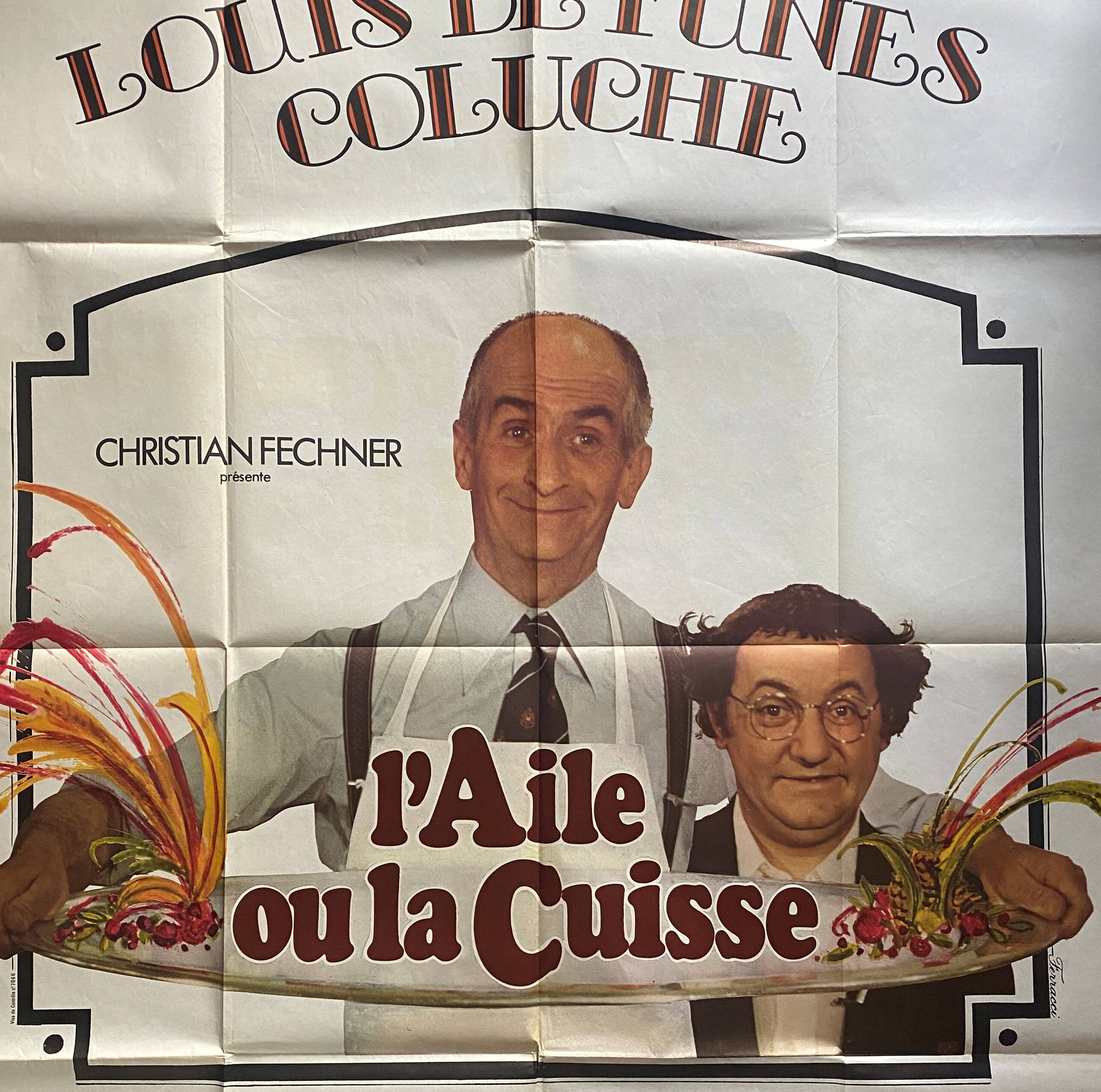 Affiche cinéma originale "L'Aile ou la Cuisse" Louis de Funes, Coluche ...