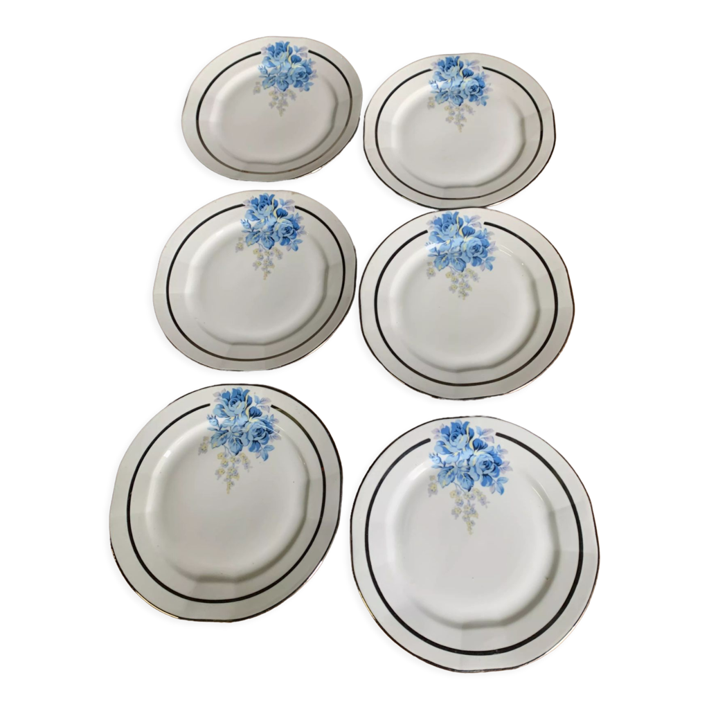 6 assiettes plates porcelaine de Vierzon France. | Selency