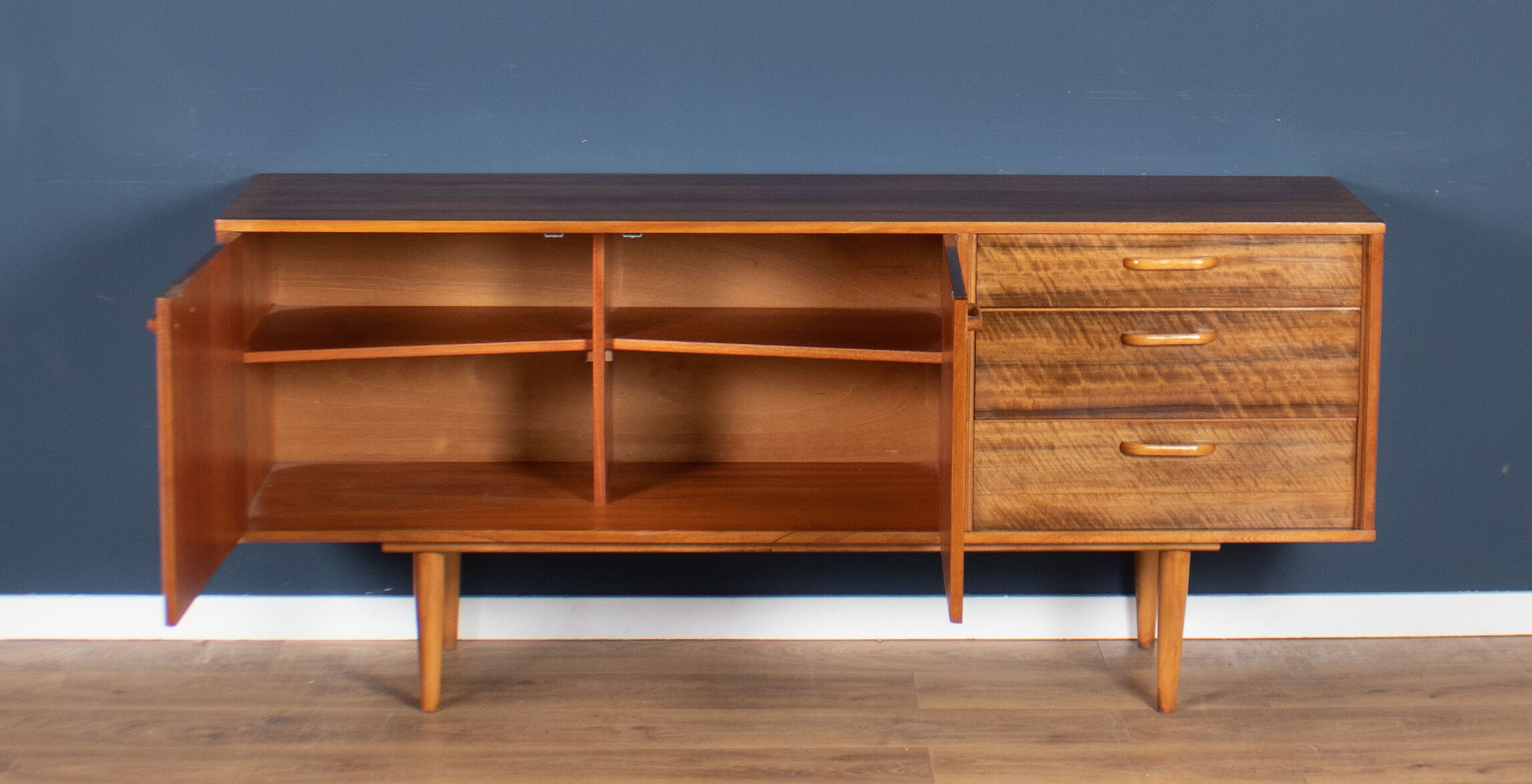 Enfilade rétro teck mid century teck & walnut des années 1960 | Selency