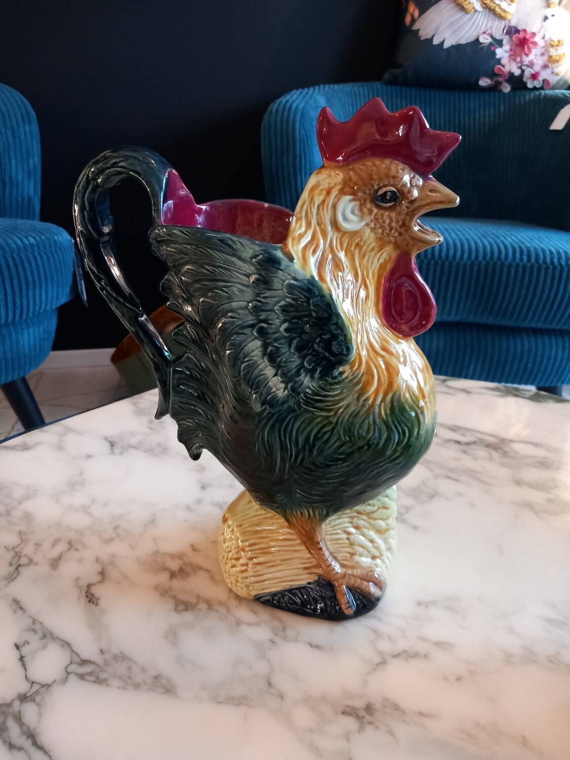 Pichet Barbotine. Coq .Ancien | Selency