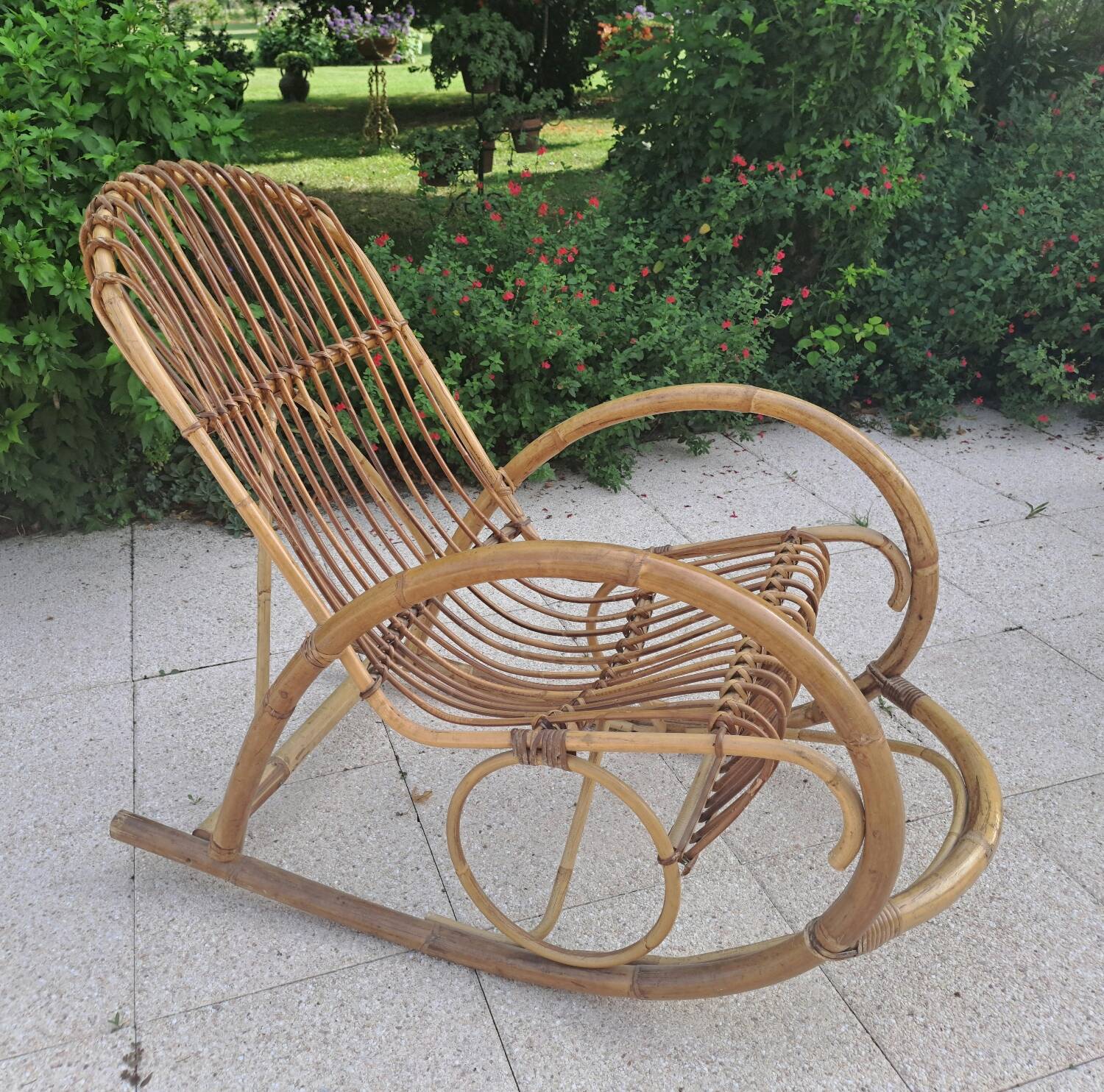 Rocking-chair en rotin Rohe Noorwolde, années 60 | Selency
