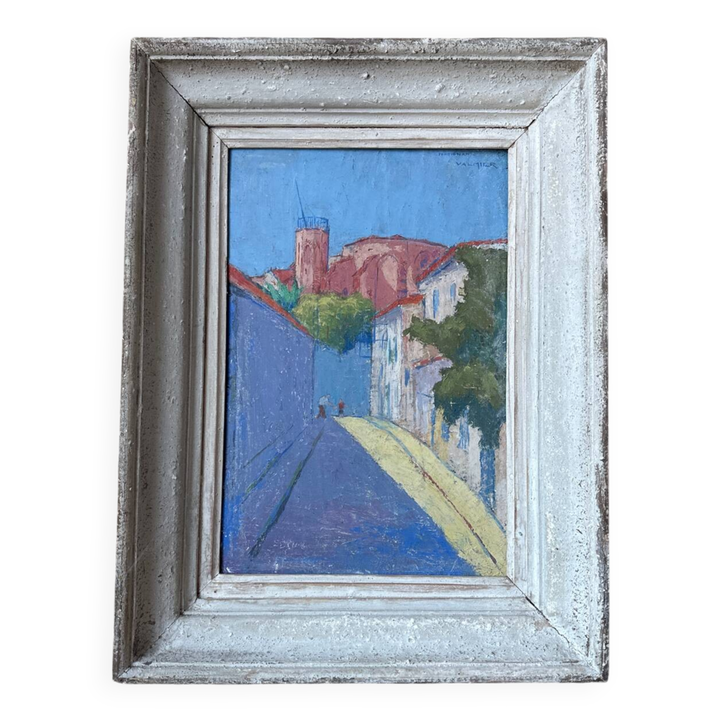 Tableau signé Jean-Maurice Valmier, La rue des Jasmins, Perpignan | Selency