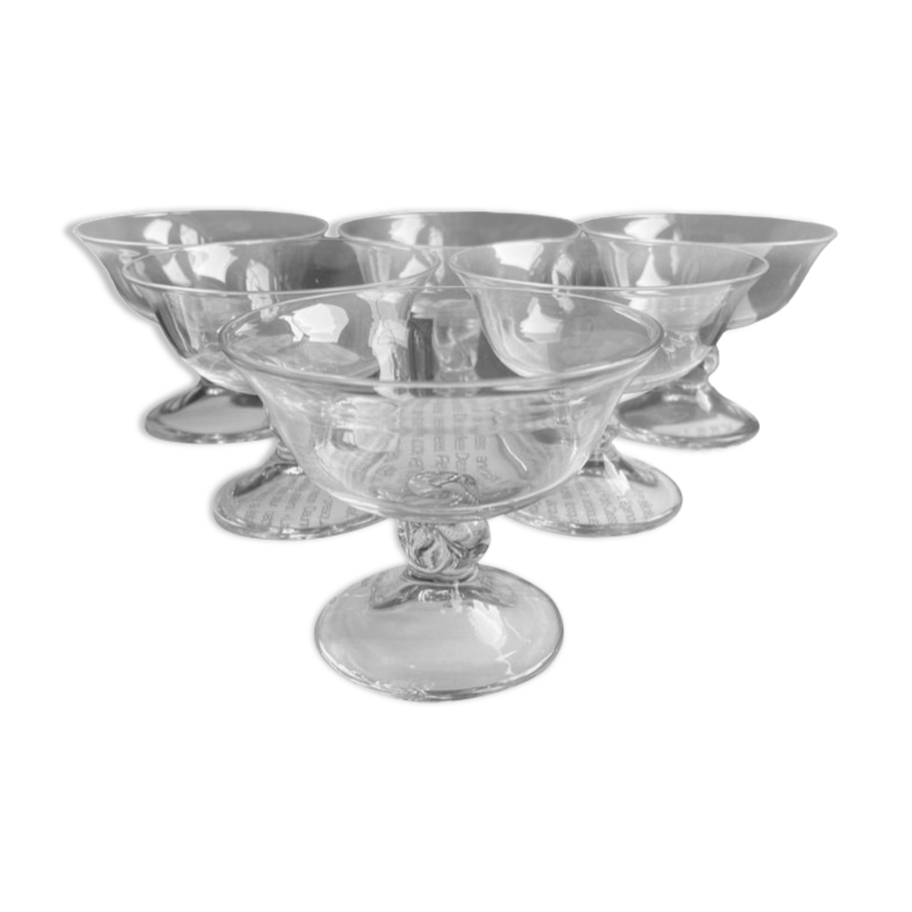 6 coupes à champagne daum service orval - xxème | Selency