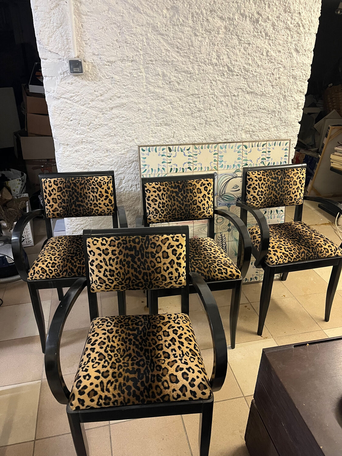 4 fauteuils bridge impression léopard | Selency