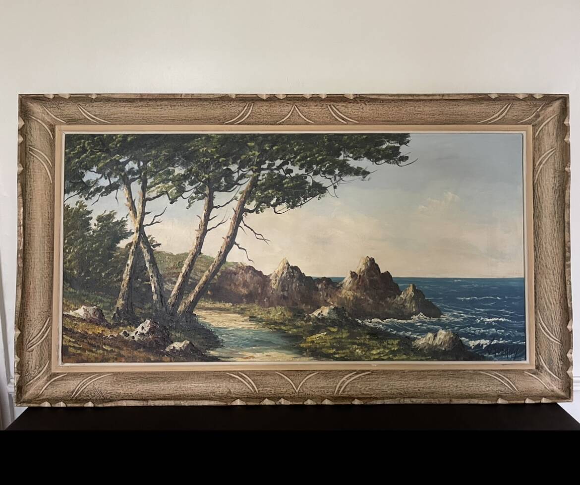 Huile sur toile bord de mer signée L. GUERNY | Selency