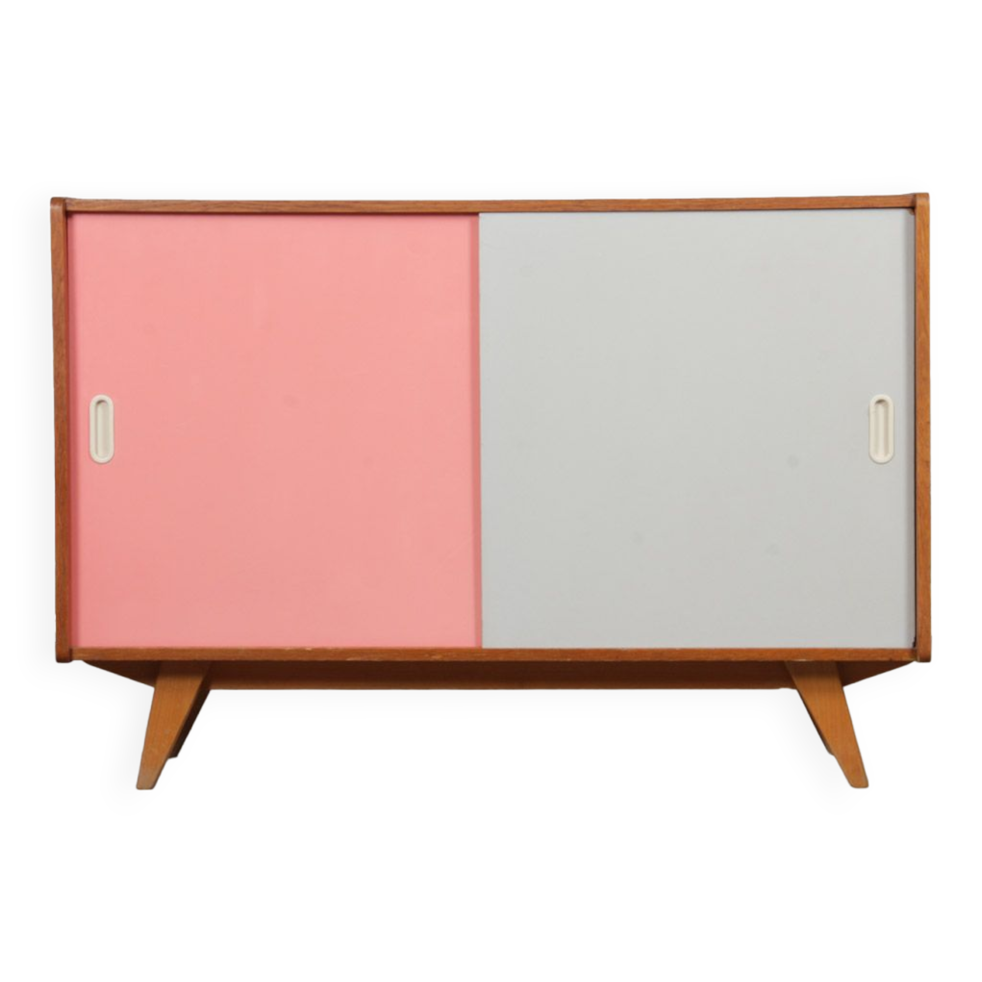 Commode rose et blanche par Jiri Jiroutek, modèle U-452 vers 1960 | Selency