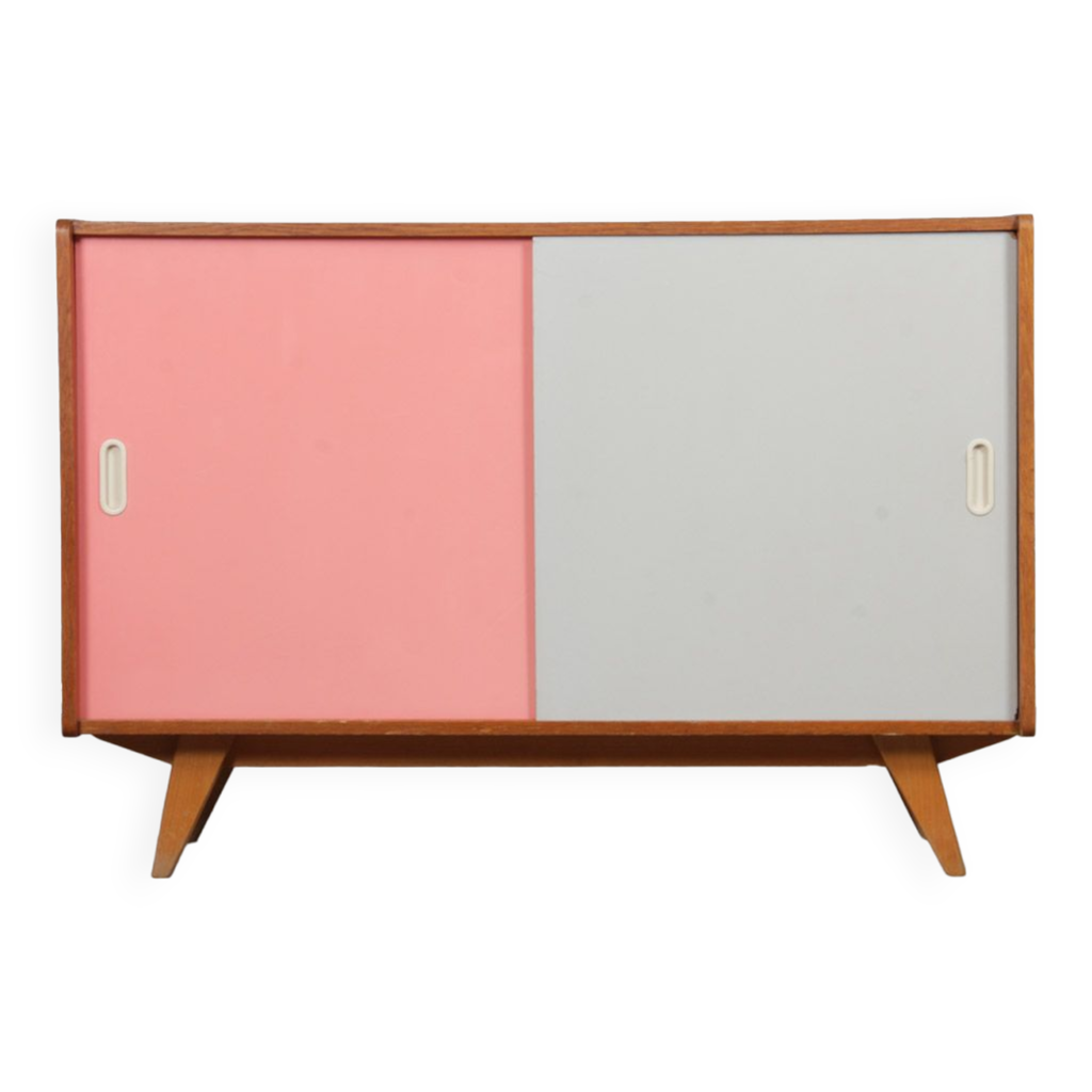 Commode rose et blanche par Jiri Jiroutek, modèle U-452 vers 1960 | Selency
