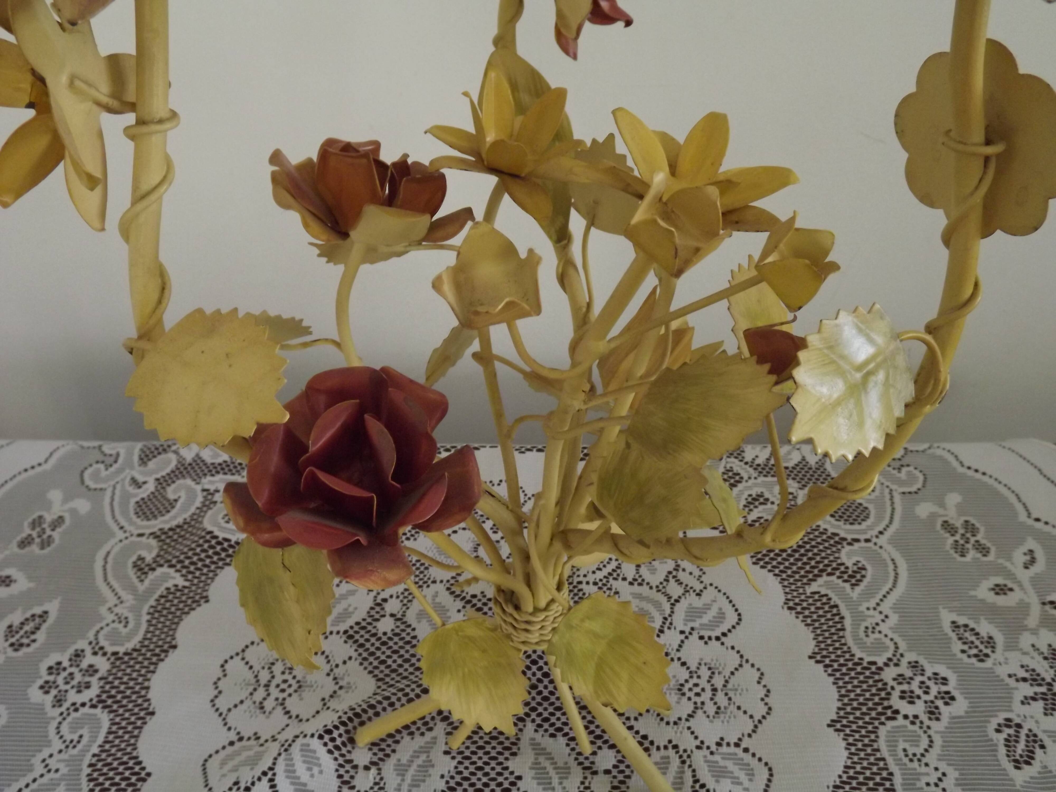Chandelier fleurs en métal, France | Selency