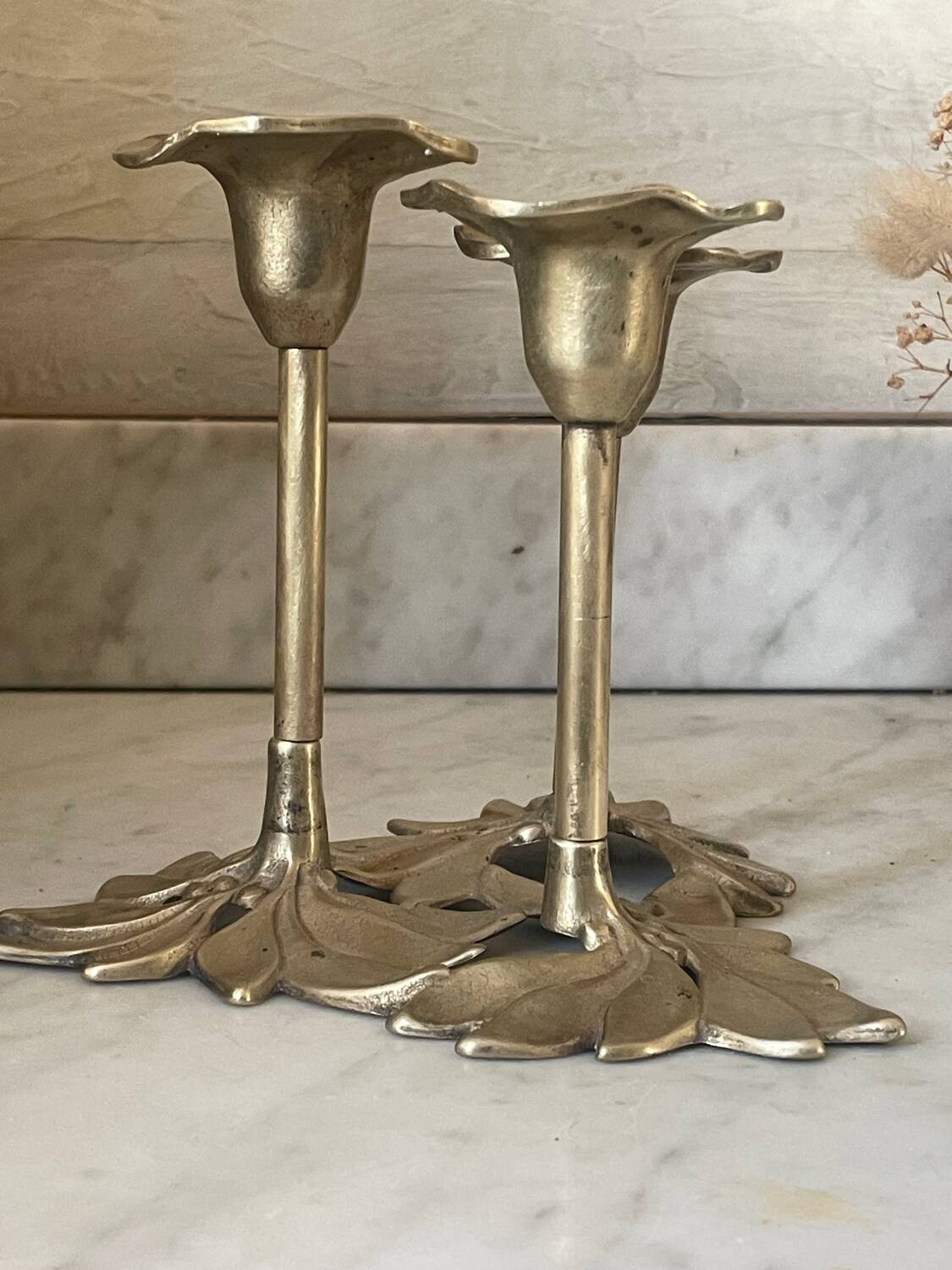 Chandelier fleurs en laiton vintage | Selency