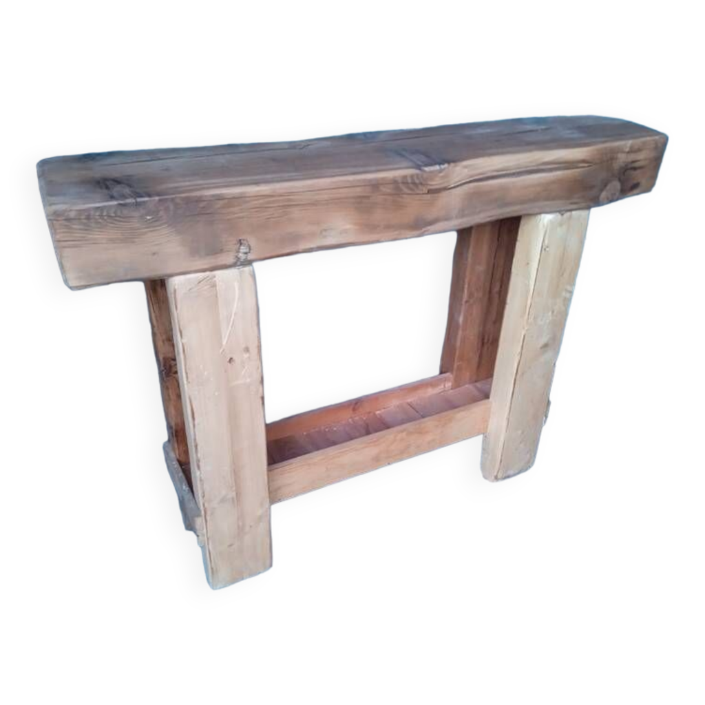 Console brutaliste 124 cm bois massif | Selency
