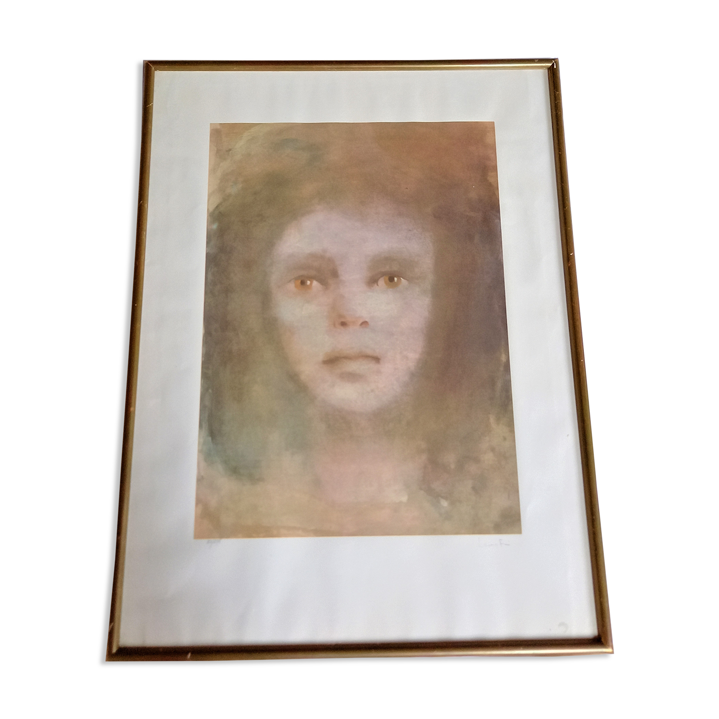 Visage, lithographie originale de Léonor Fini (1907-1996), signée et ...