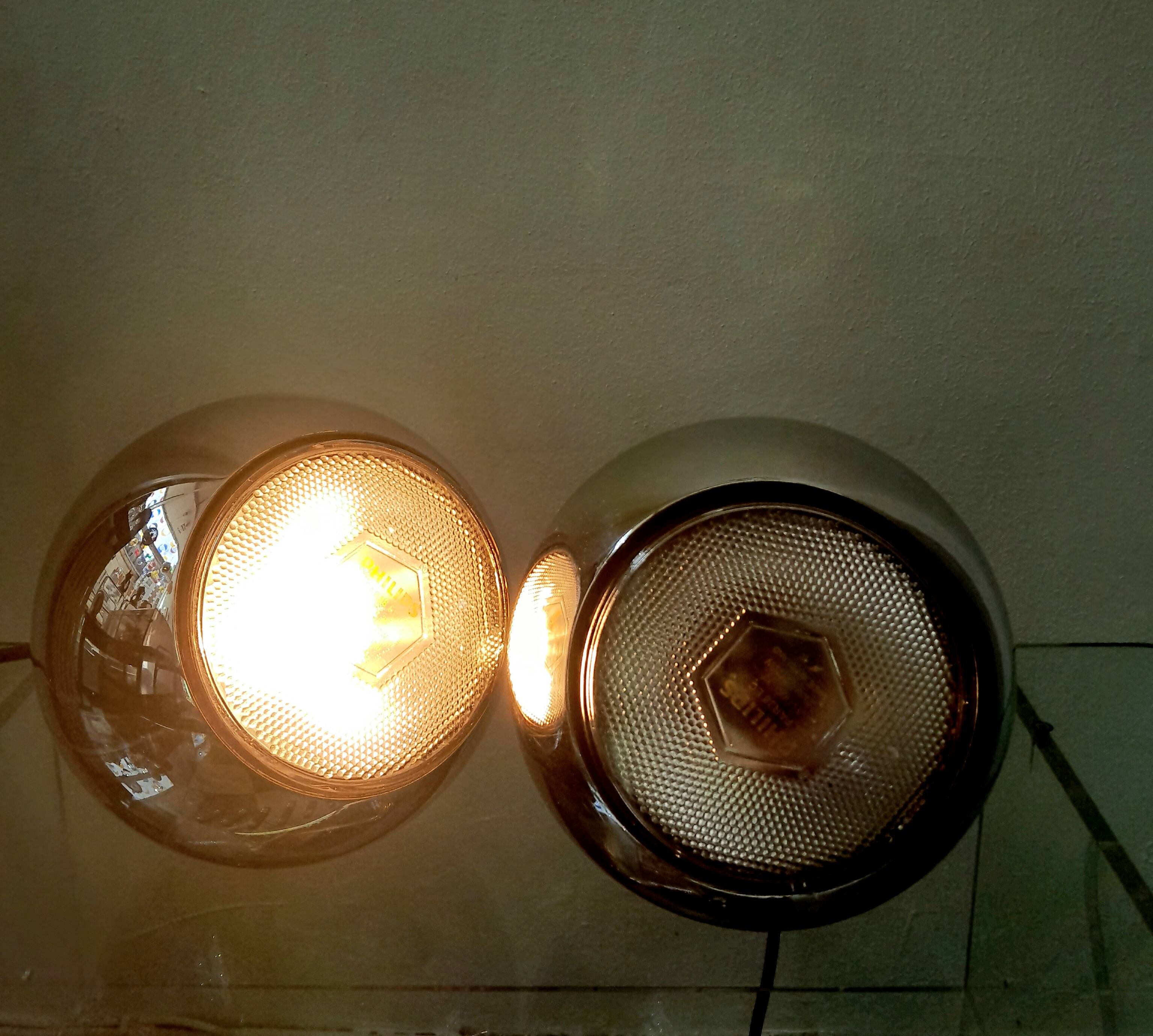 Trois spots eyeball en métal chromé 1970 | Selency