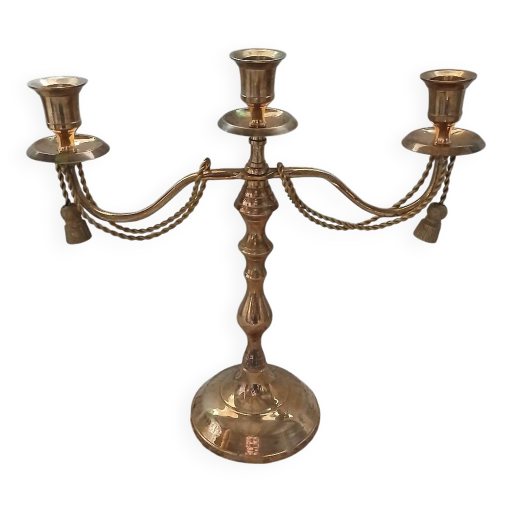 Chandelier ancien en métal avec 3 bras | Selency