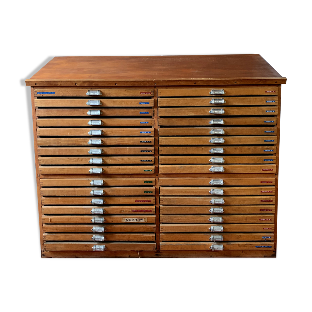 Meuble d'imprimerie époque 1900 en peuplier marque Solag à Lyon | Selency