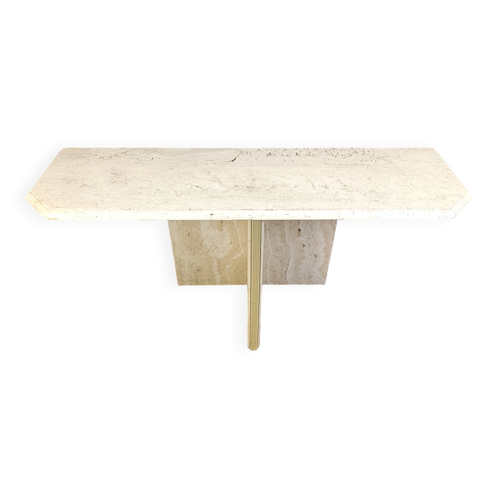 Console vintage en travertin, années 1970 | Selency
