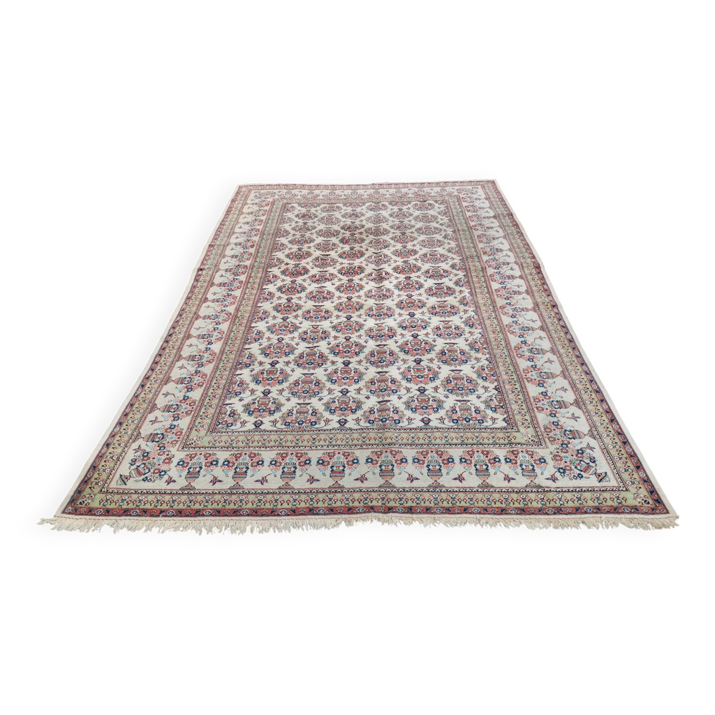 Grand et fin tapis d'orient teheran persan fait main vintage 324 x 210 ...