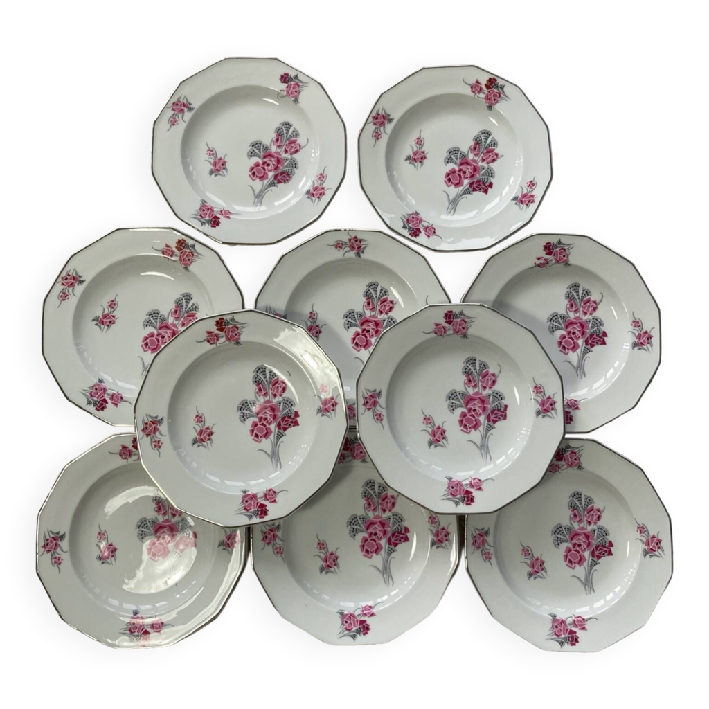 Set of 10 Limoges Art Deco plates | Selency