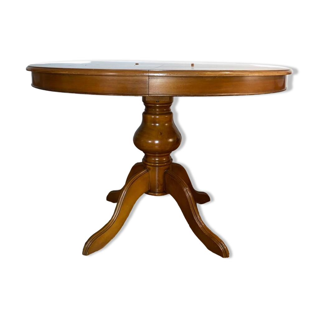 Table ronde à rallonge en merisier | Selency