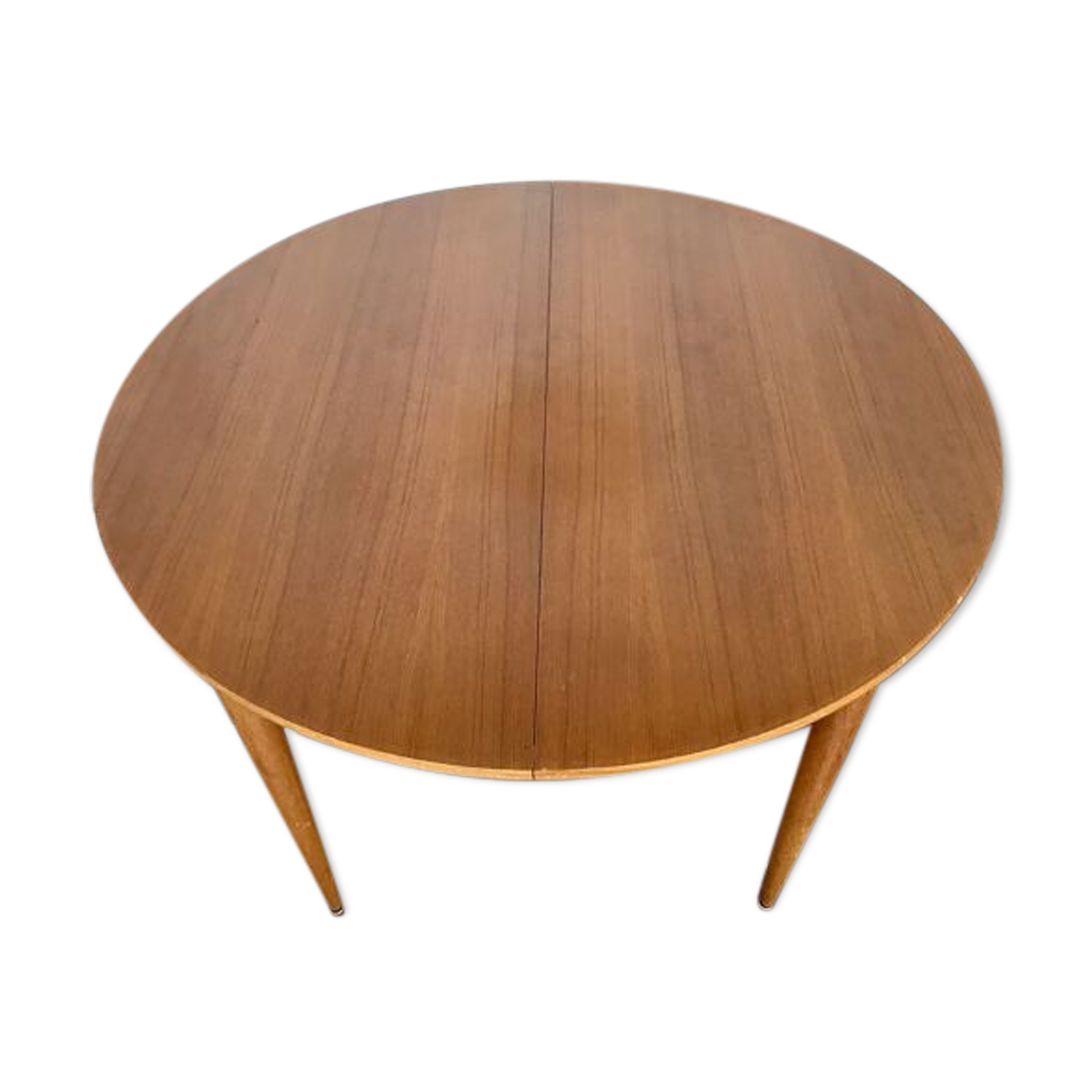 Table ronde scandinave en teck avec rallonge | Selency