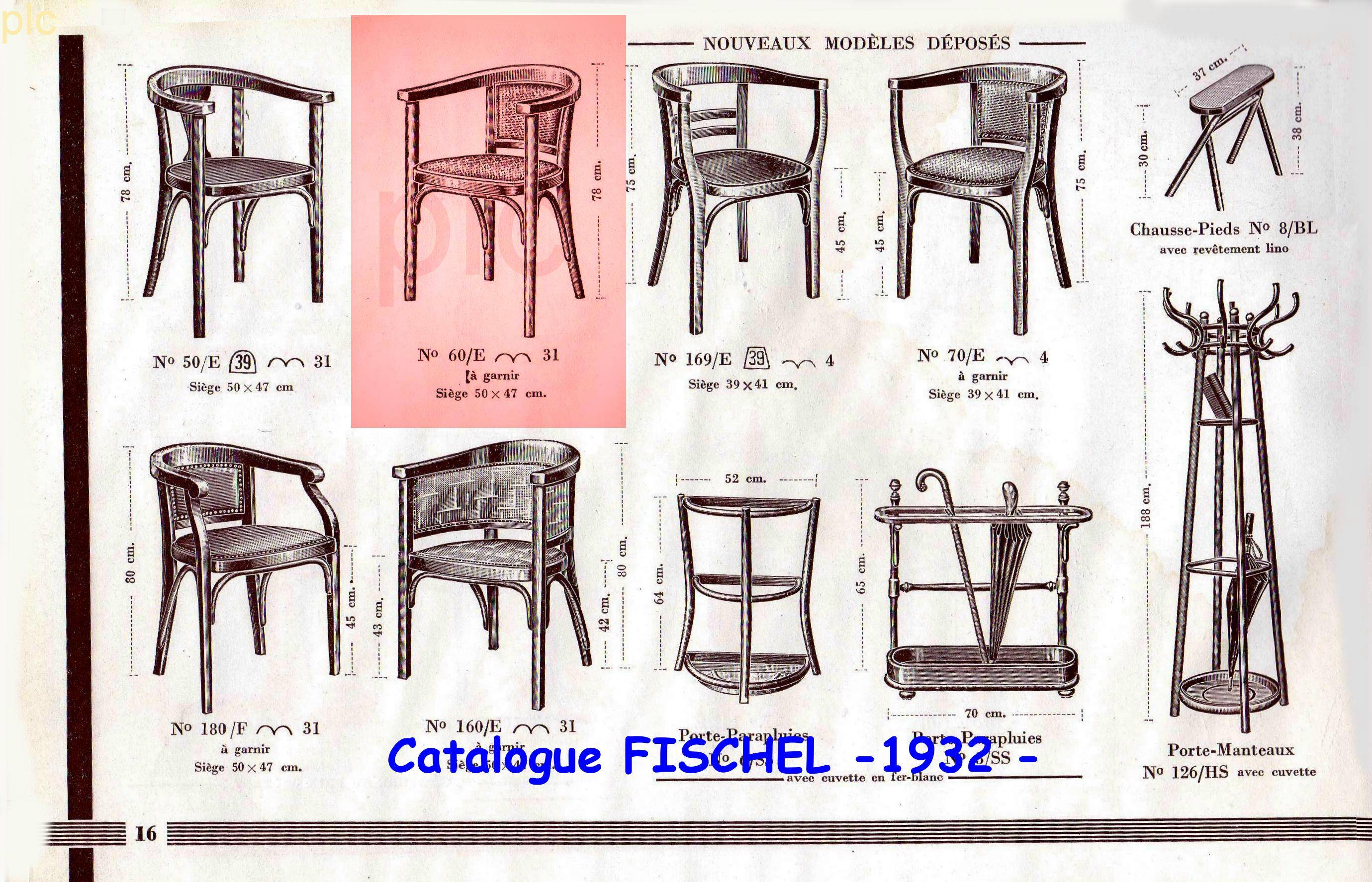 Fauteuil bois-courbé art-déco fischel n° e/60 de 1930 assise cuir | Selency