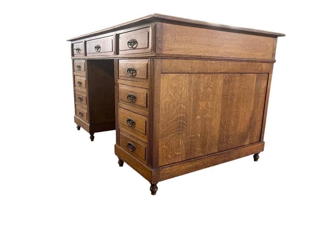 Bureau vintage en bois double face XL profond | Selency