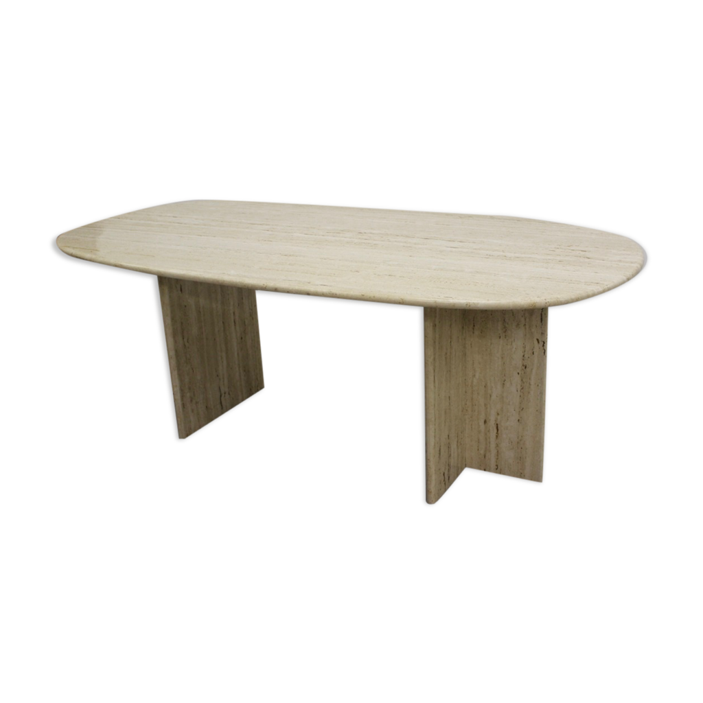 Table de salle à manger en travertin vers 1970 | Selency