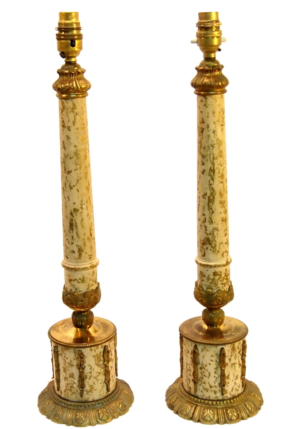 Paire Lampe Table MAISON CHARLES Colonne Bronze Empire Napoleon Neo ...