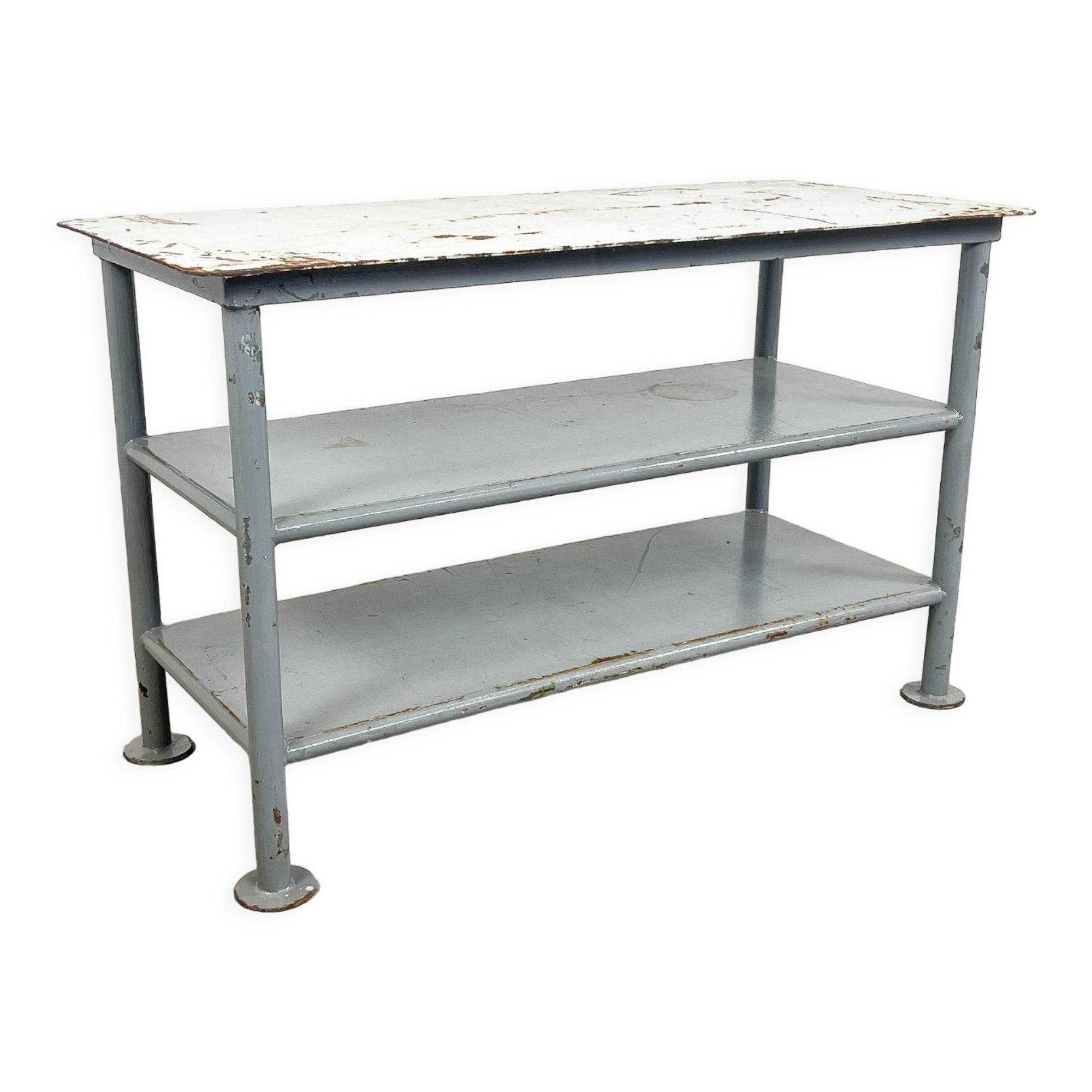 Table de travail industrielle à trois niveaux en métal | Selency